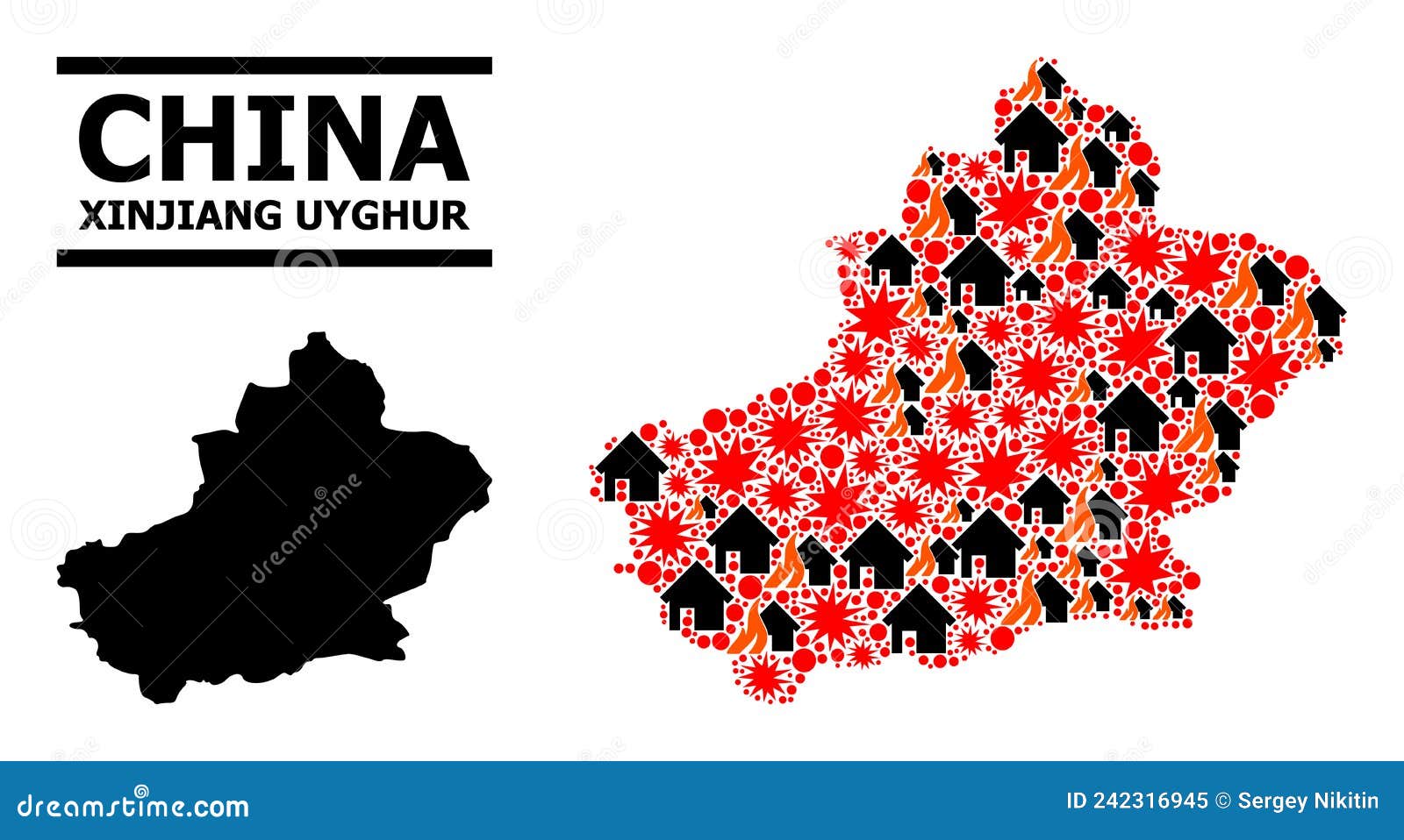 War Pattern Map of Xinjiang Uyghur Region Stock Vector - Illustration ...