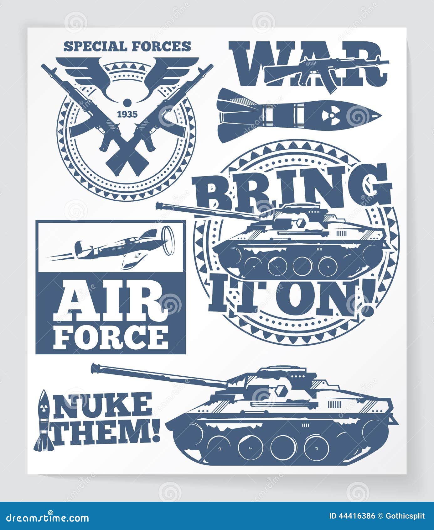 War Related Retro Badges and Labels Stock Vector - Illustration of ...