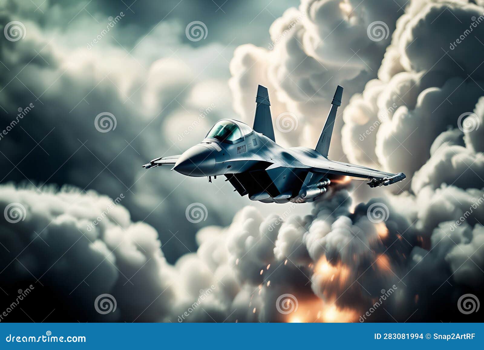 WAR SERIES, Fighter Jet Flying Away after Shooting Missiles at Target ...