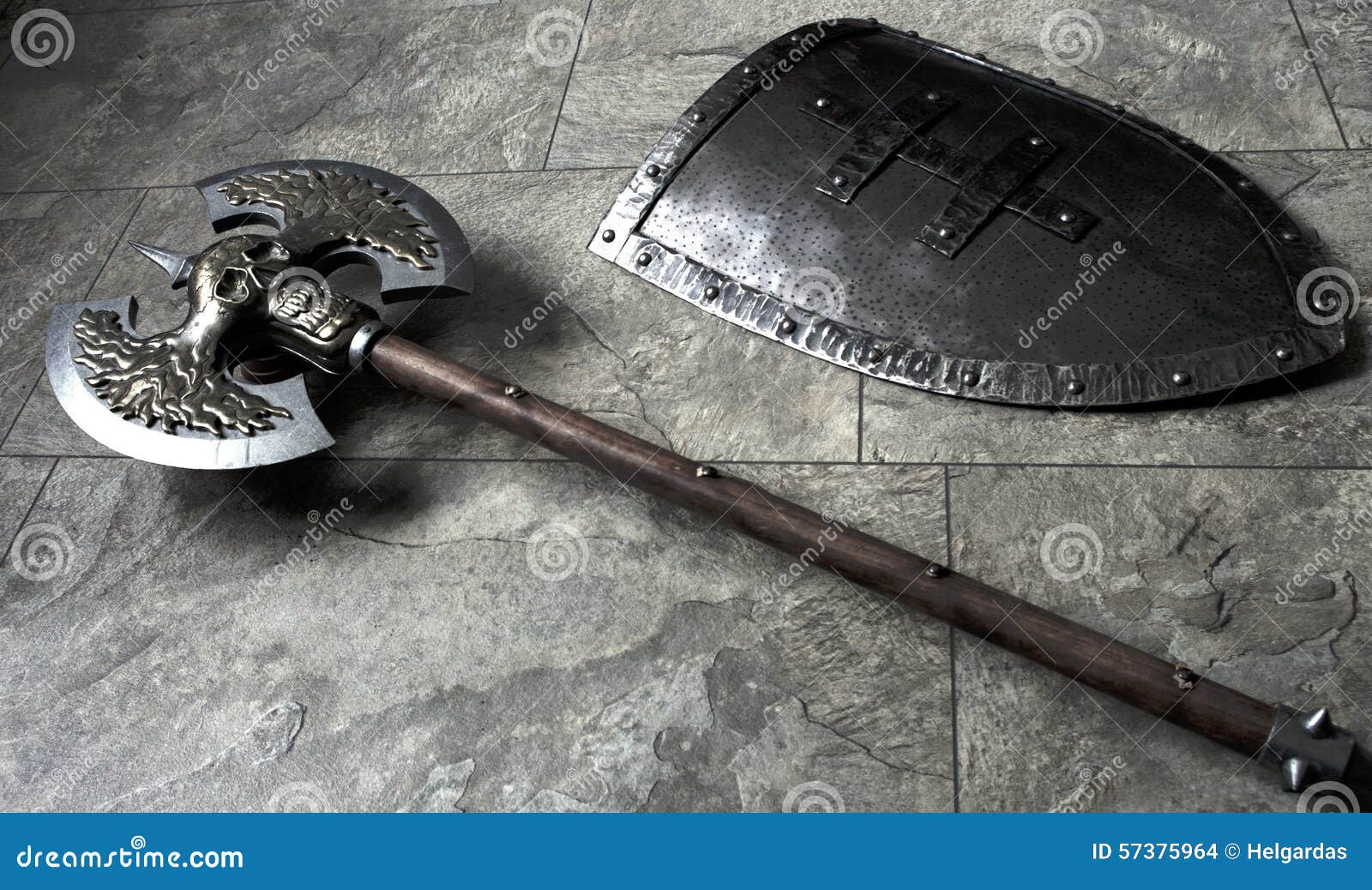 War shield and axe stock photo. Image of gold, weapon - 57375964
