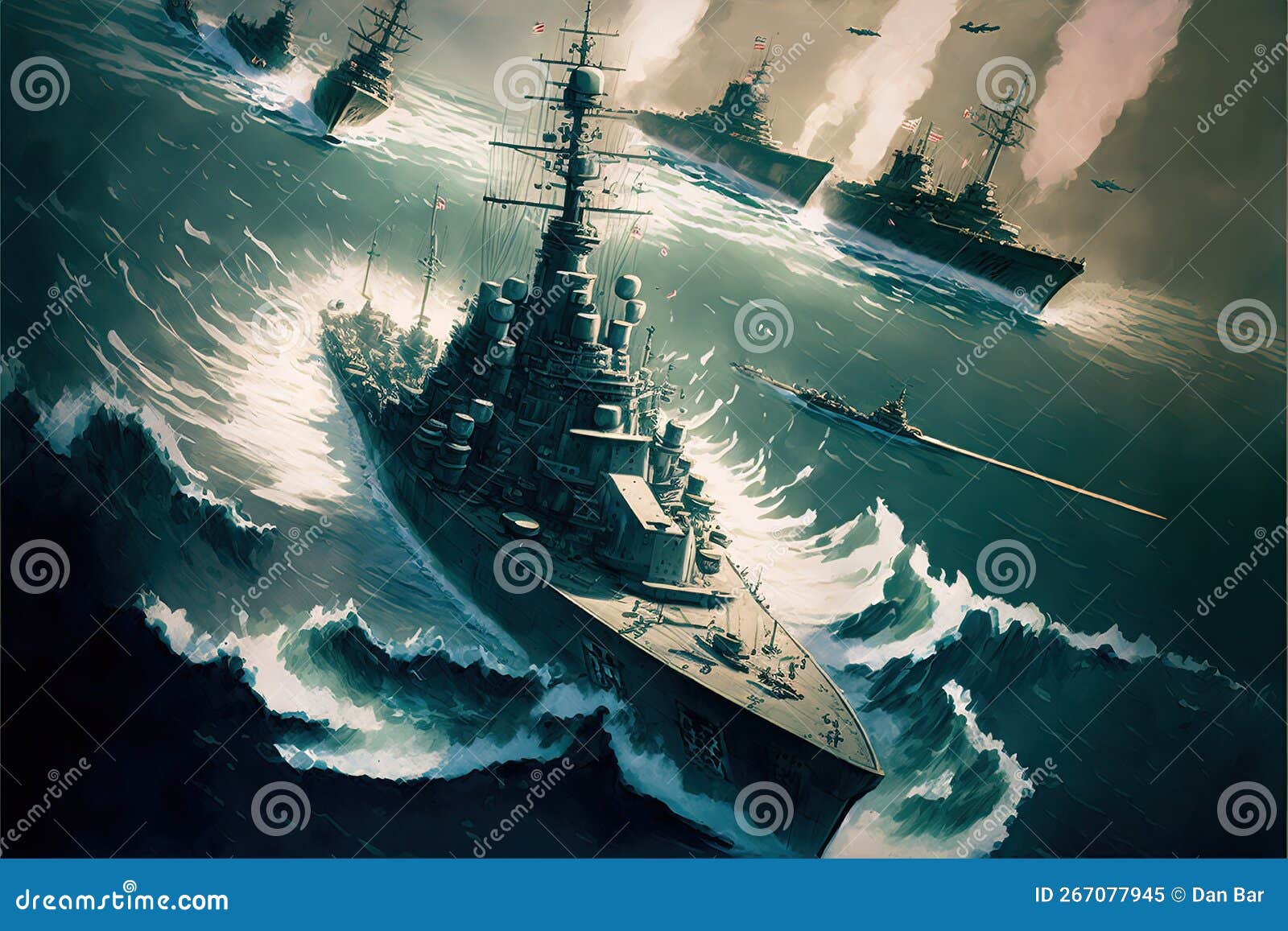 War Ships Campaign On The Sea Military Force War Over Seas Generative Ai Stock Illustration