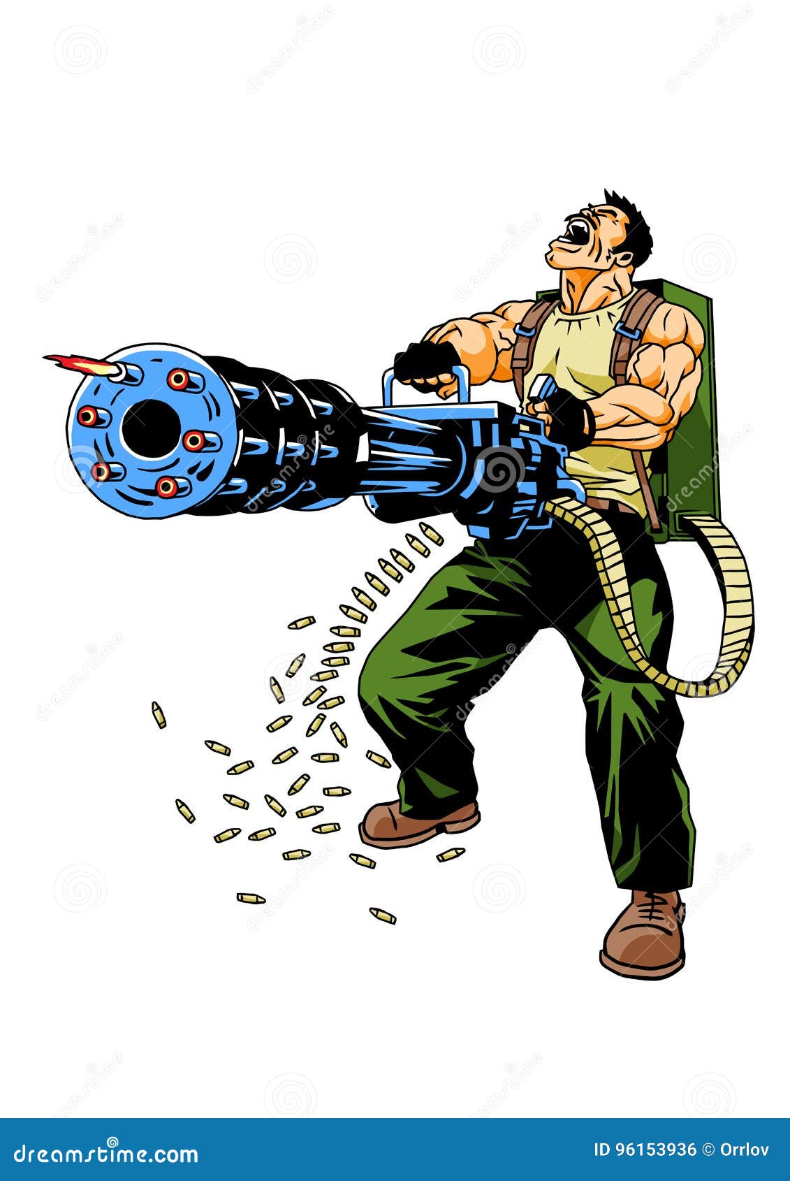 Soldier With Machine Gun Helmet War Uniform Standing, Vector Cartoon ...