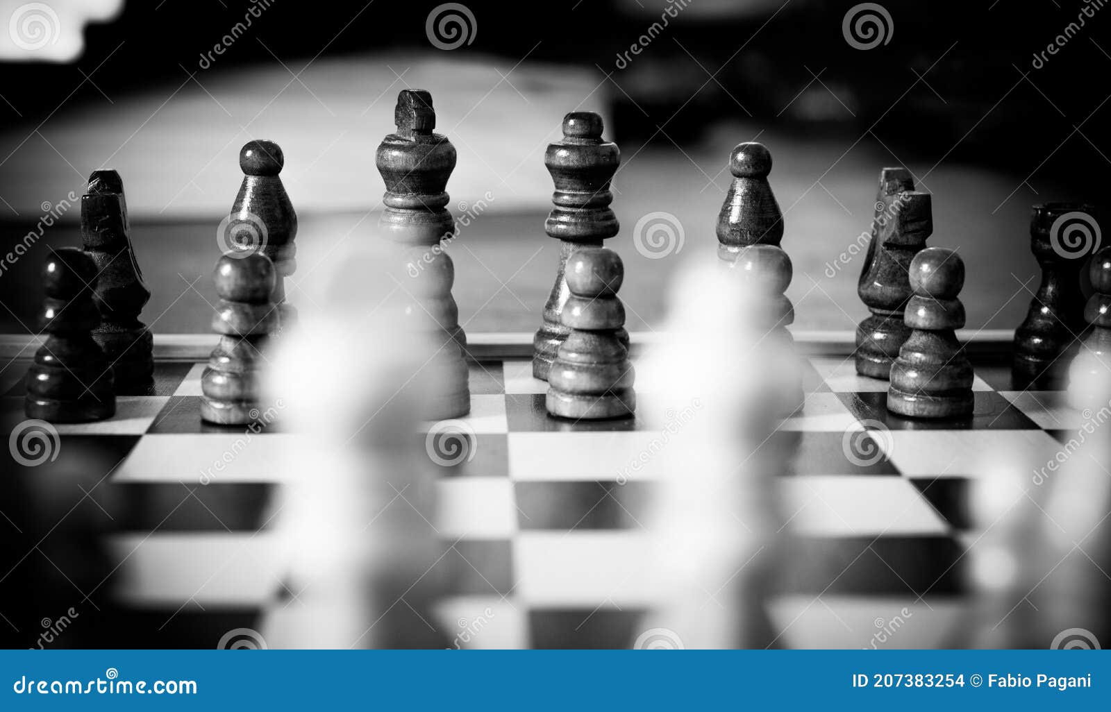 War Strategy Concept Black and White Chess Pieces Stock Photo - Image ...
