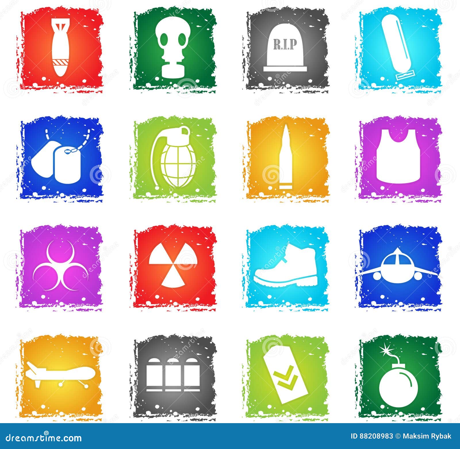 War symbols icon set stock vector. Illustration of grave - 88208983