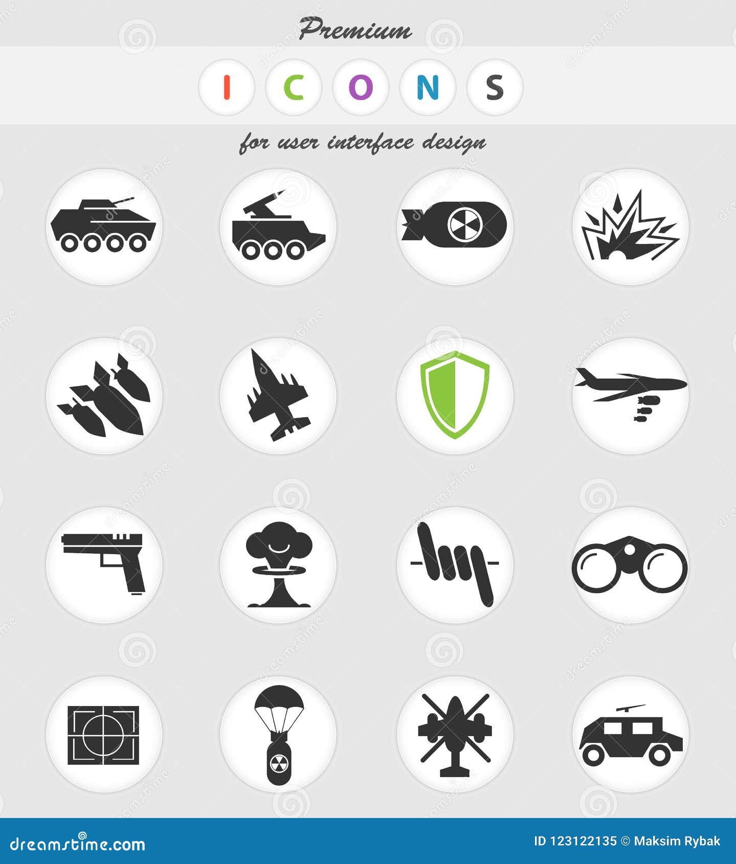 War symbols icon set stock vector. Illustration of bomb - 123122135