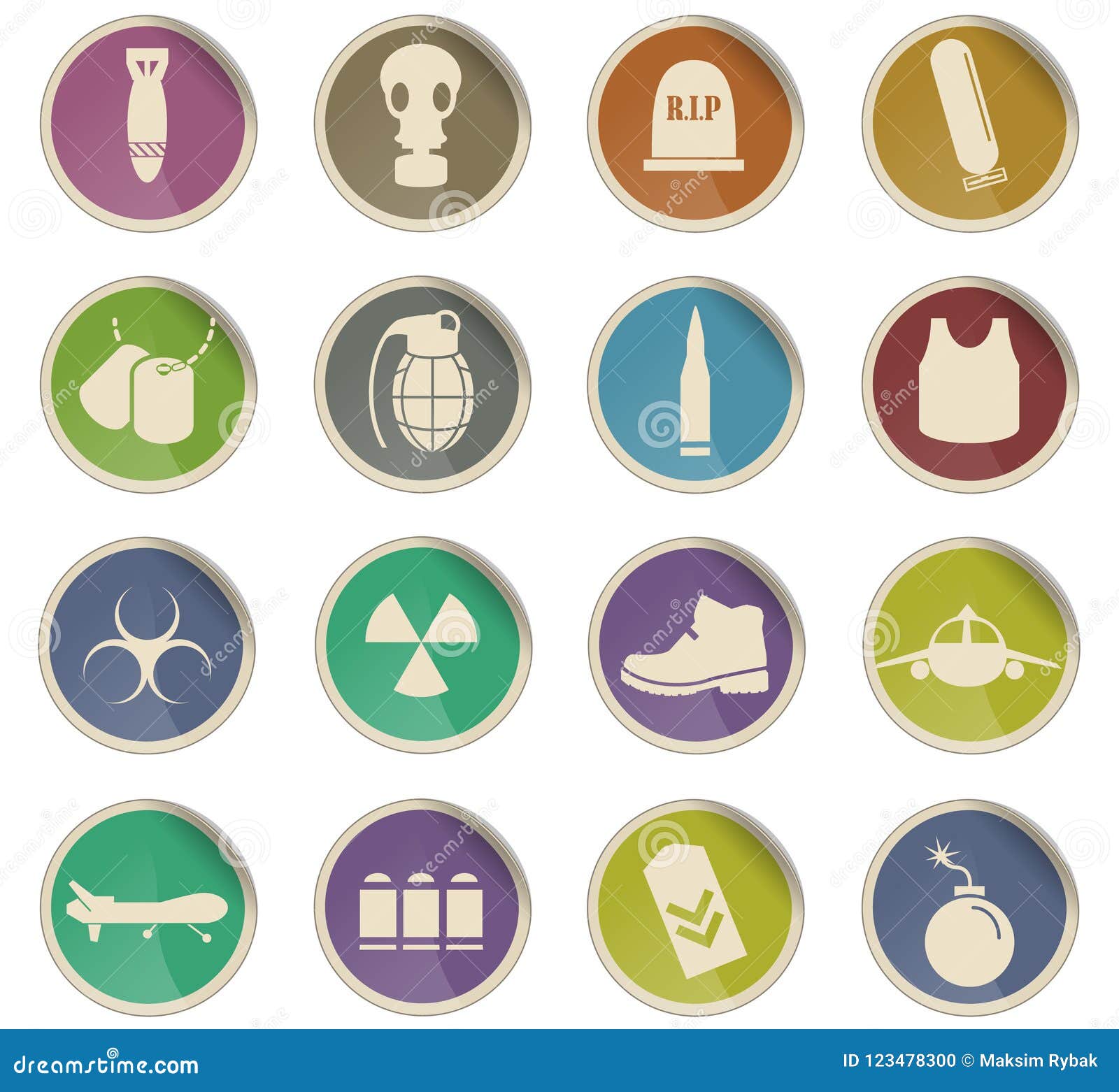 War symbols icon set stock vector. Illustration of biological - 123478300