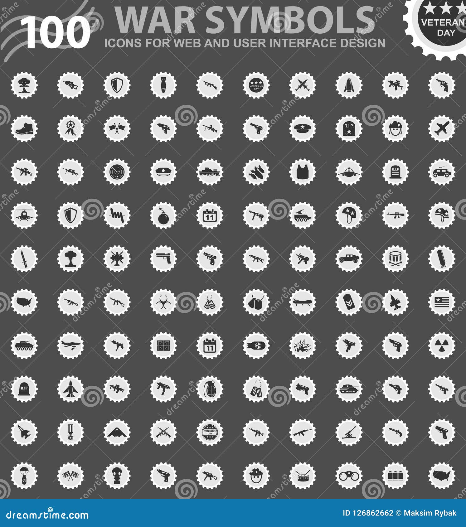 War symbols icons set stock illustration. Illustration of celebration ...