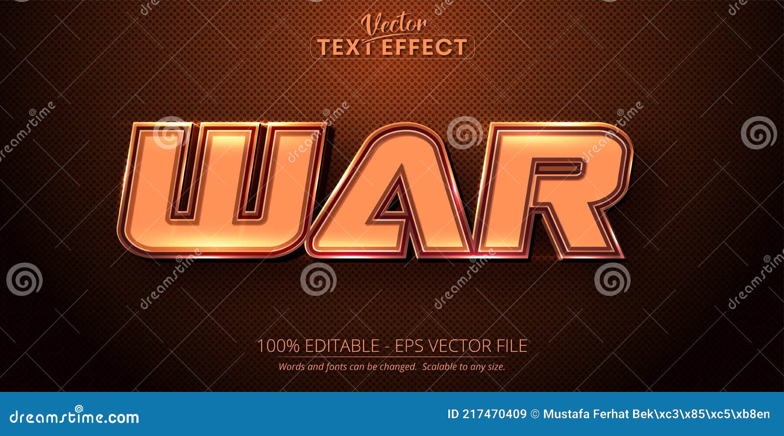 War Text, Brown Color Style Editable Text Effect Stock Vector ...
