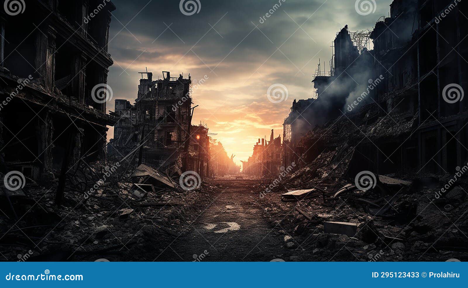 War-Torn Destroyed City stock illustration. Illustration of streets ...