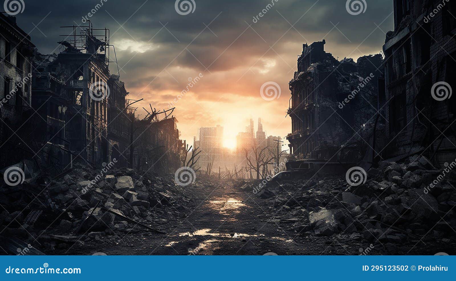 War-Torn Destroyed City stock illustration. Illustration of damage ...