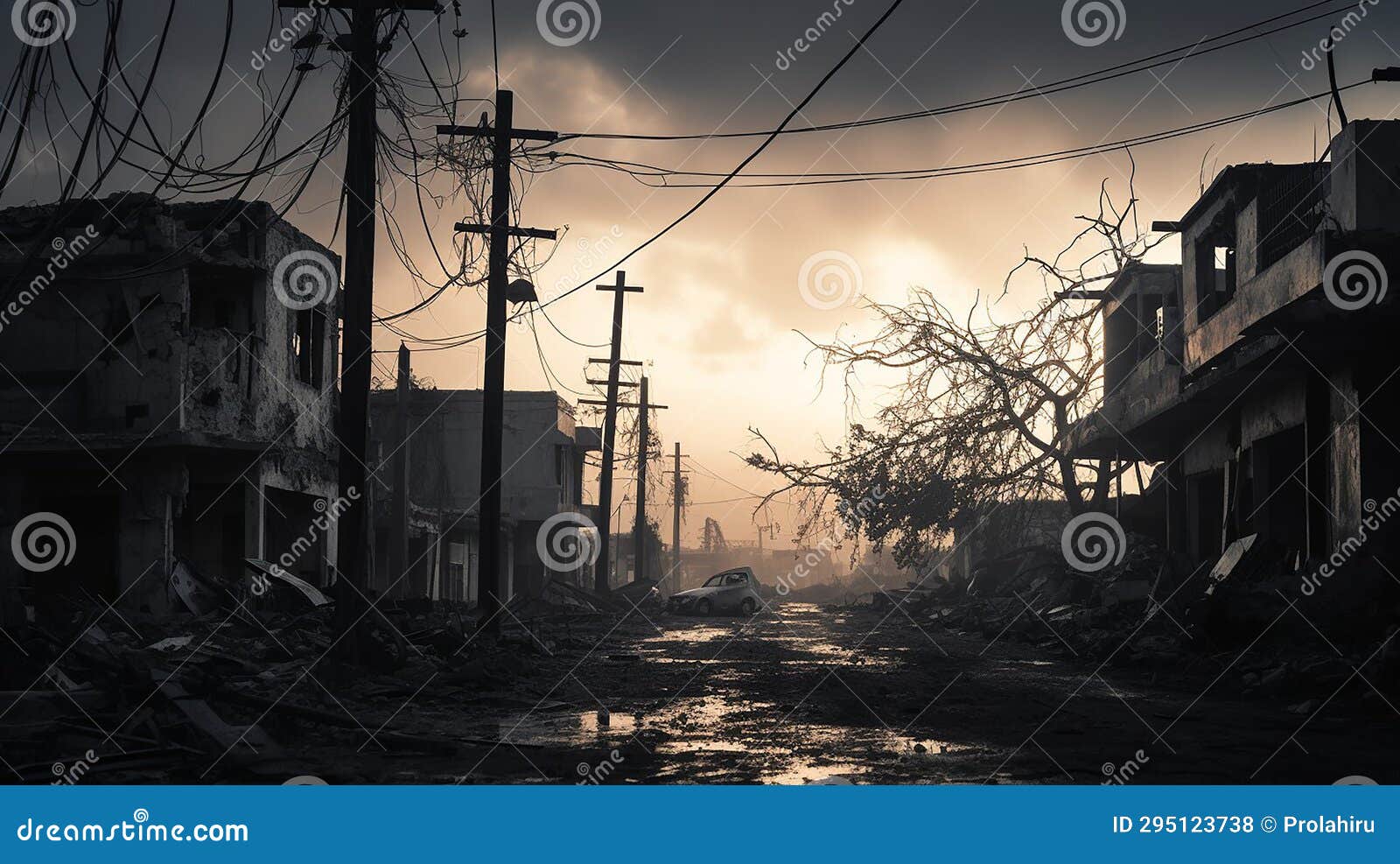 War-Torn Destroyed City stock illustration. Illustration of damage ...