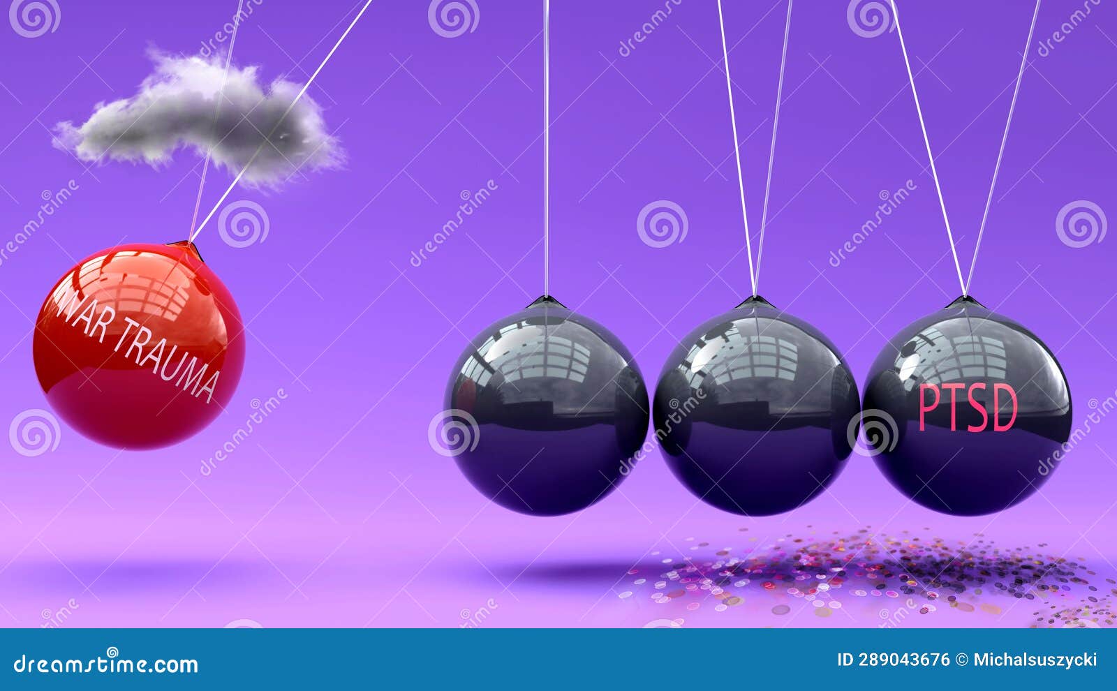 War Trauma Leads To Ptsd. a Newton Cradle Metaphor Stock Illustration ...