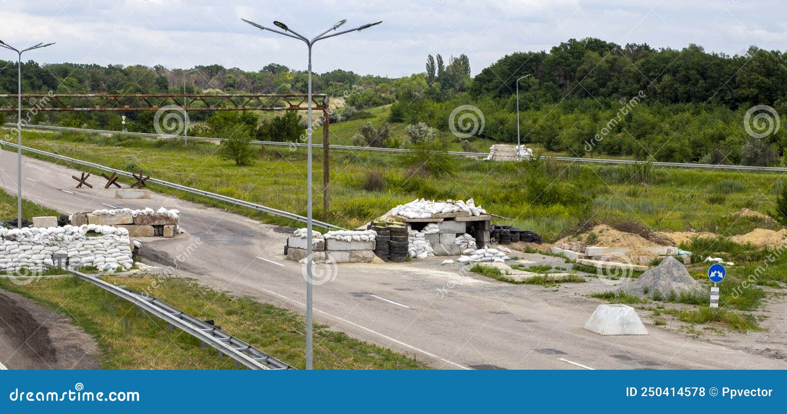 War in Ukraine. Checkpoint editorial stock photo. Image of road - 250414578