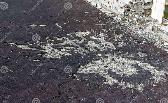 War in Ukraine. Funnel from the Explosion in the Asphalt Stock Image ...