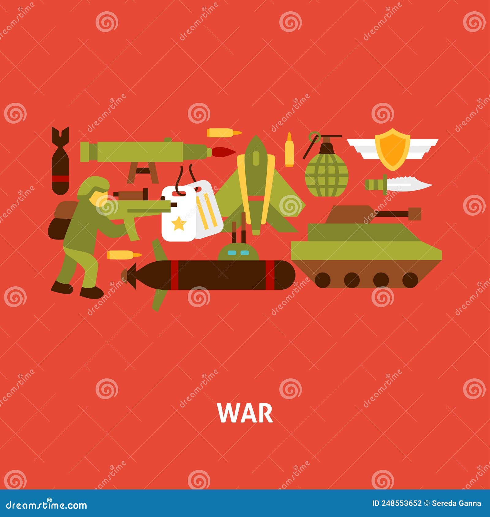 War Vector Concept stock vector. Illustration of panzer - 248553652
