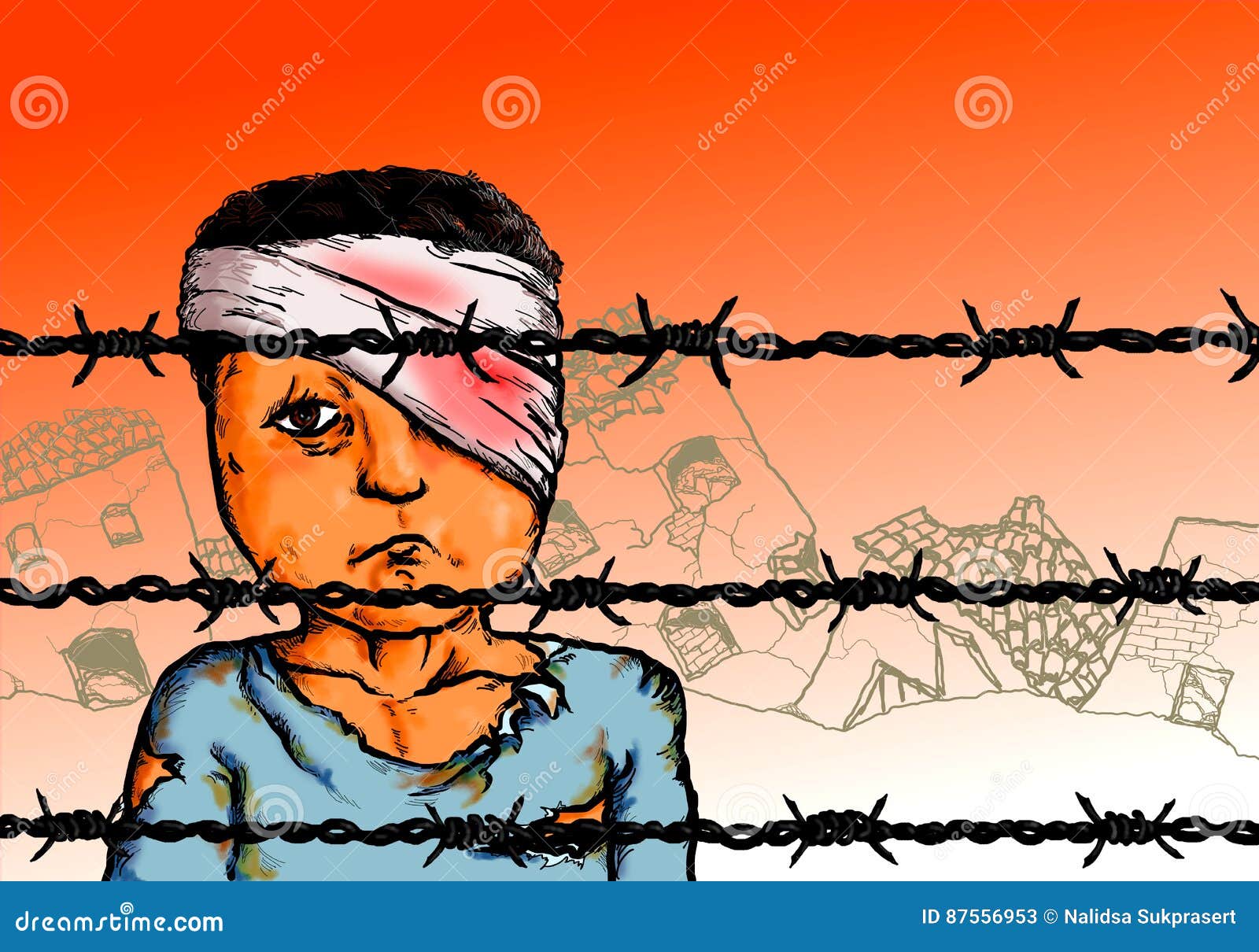War Victim Refugee stock illustration. Illustration of bandage - 87556953