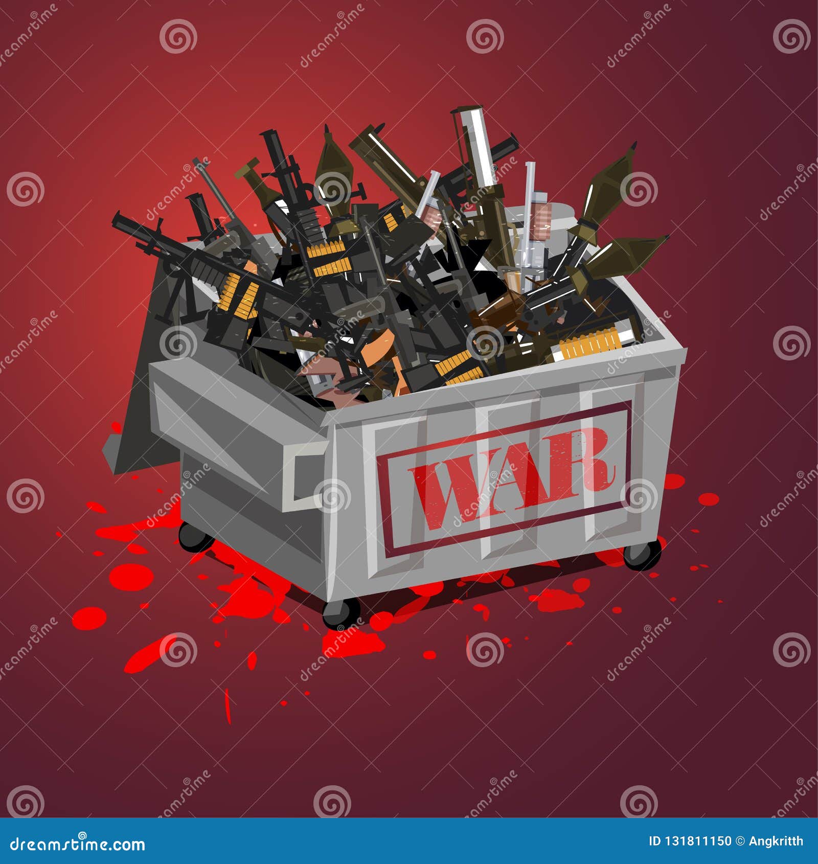 War Weapon in Garbage. Stop War Concept. Stop the Killing - Vector ...
