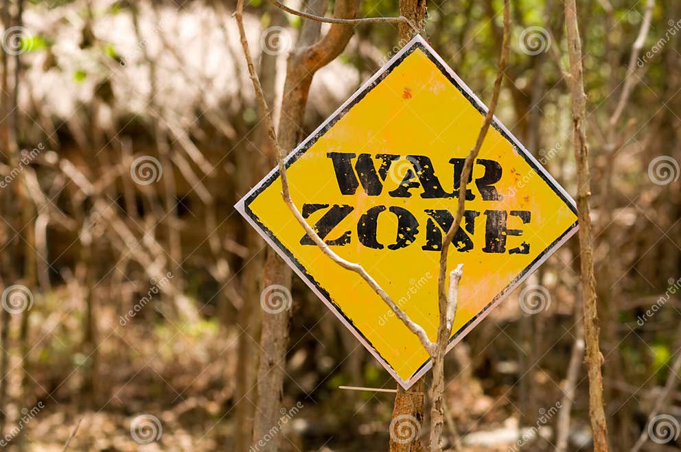 War zone signboard stock photo. Image of sign, direction - 10493710