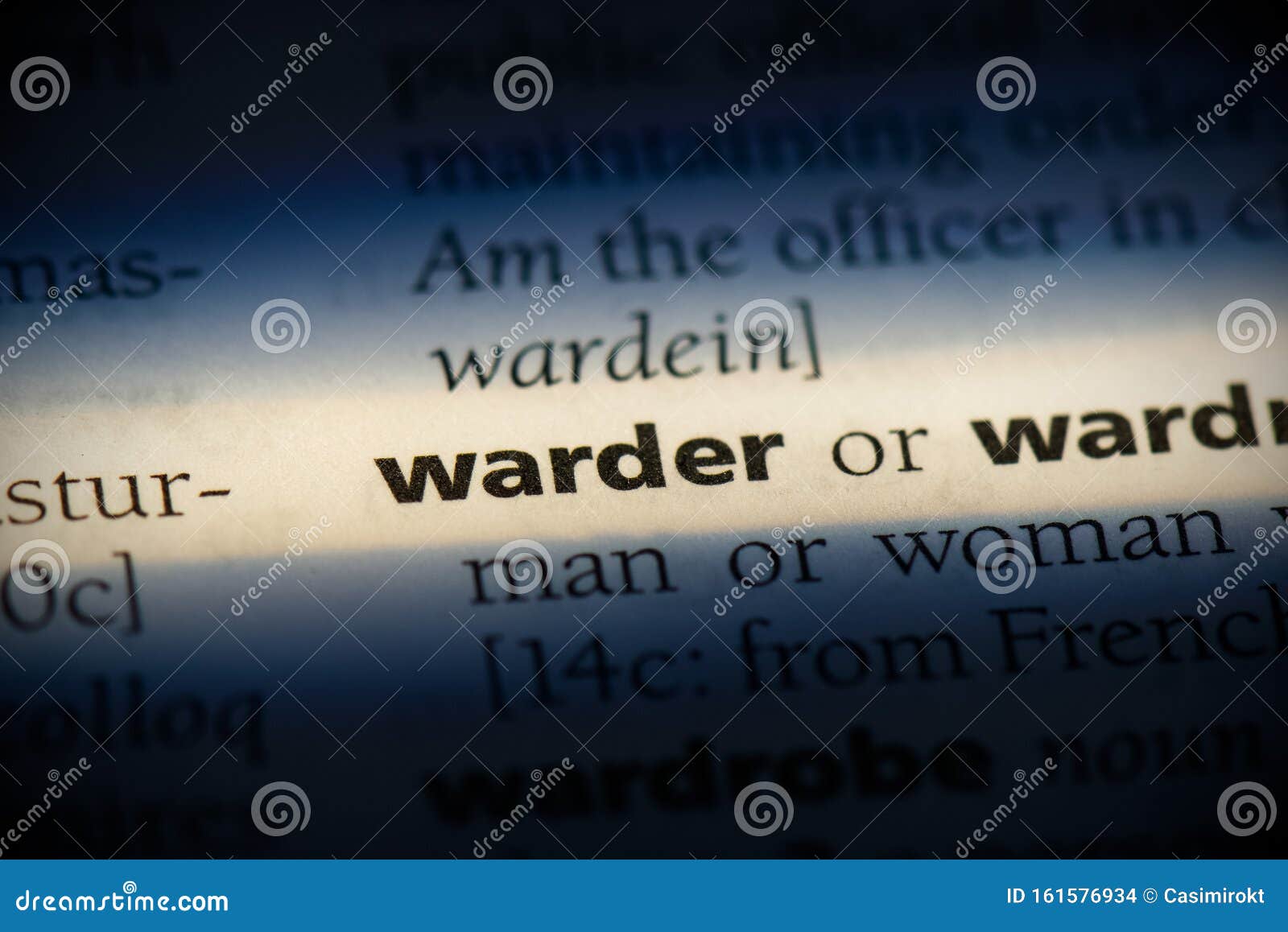 Warder stock photo. Image of paper, english, focus, dictionary - 161576934