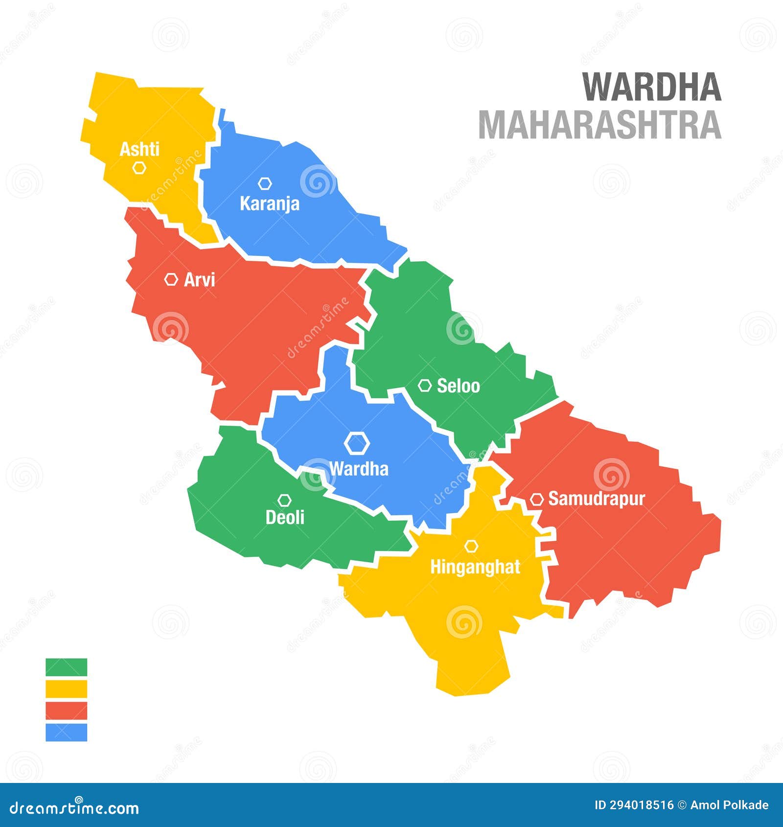 Wardha District of Maharashtra Map Design on White Background Stock ...