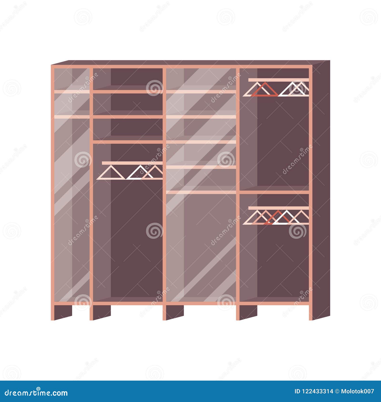 Wardrobe Closet Empty Isolated on White. Stock Vector - Illustration of ...