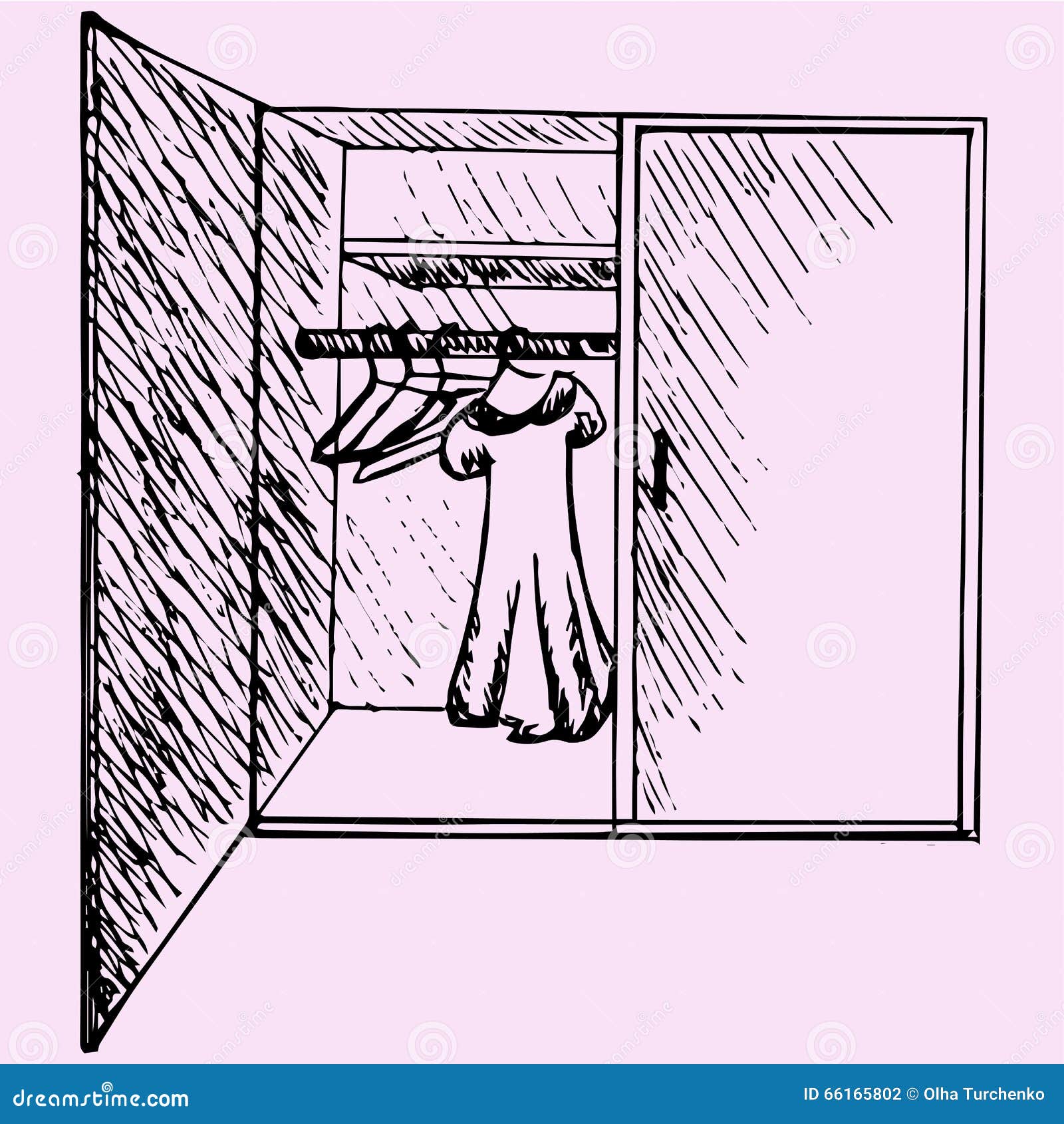 Wardrobe for clothes stock vector. Illustration of engraving - 66165802