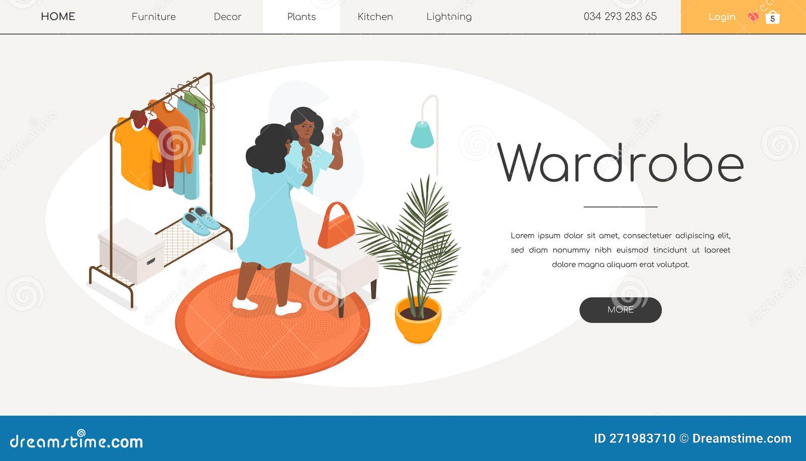 Wardrobe and Clothes - Modern Colored Isometric Web Banner Stock Vector ...