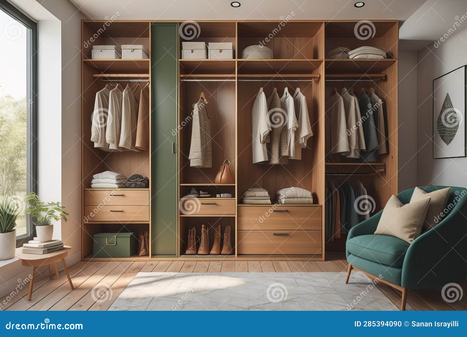 Wardrobe with Clothes in the Room. Toned Image Stock Photo - Image of ...