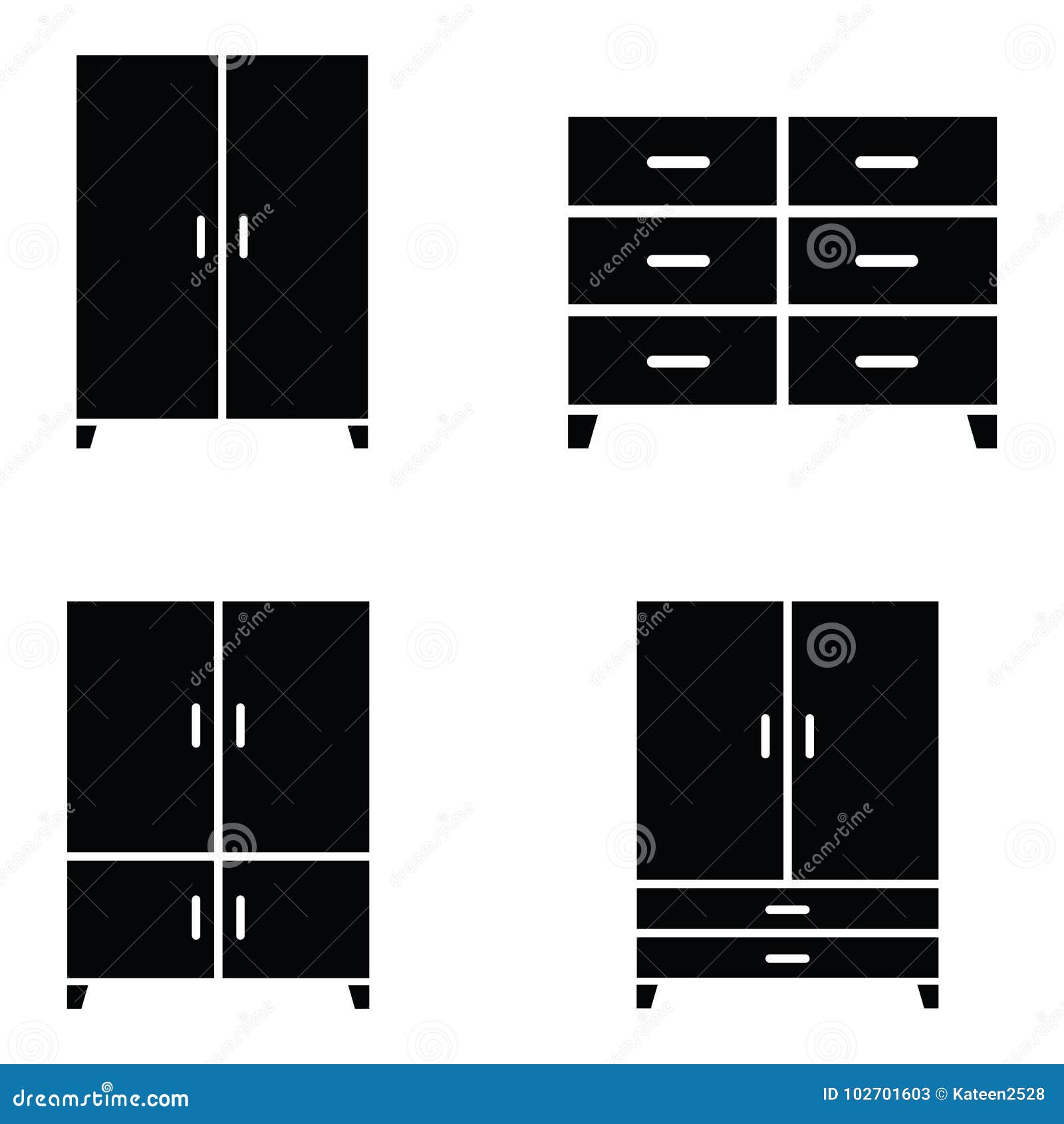 Wardrobe icon set stock vector. Illustration of sign - 102701603