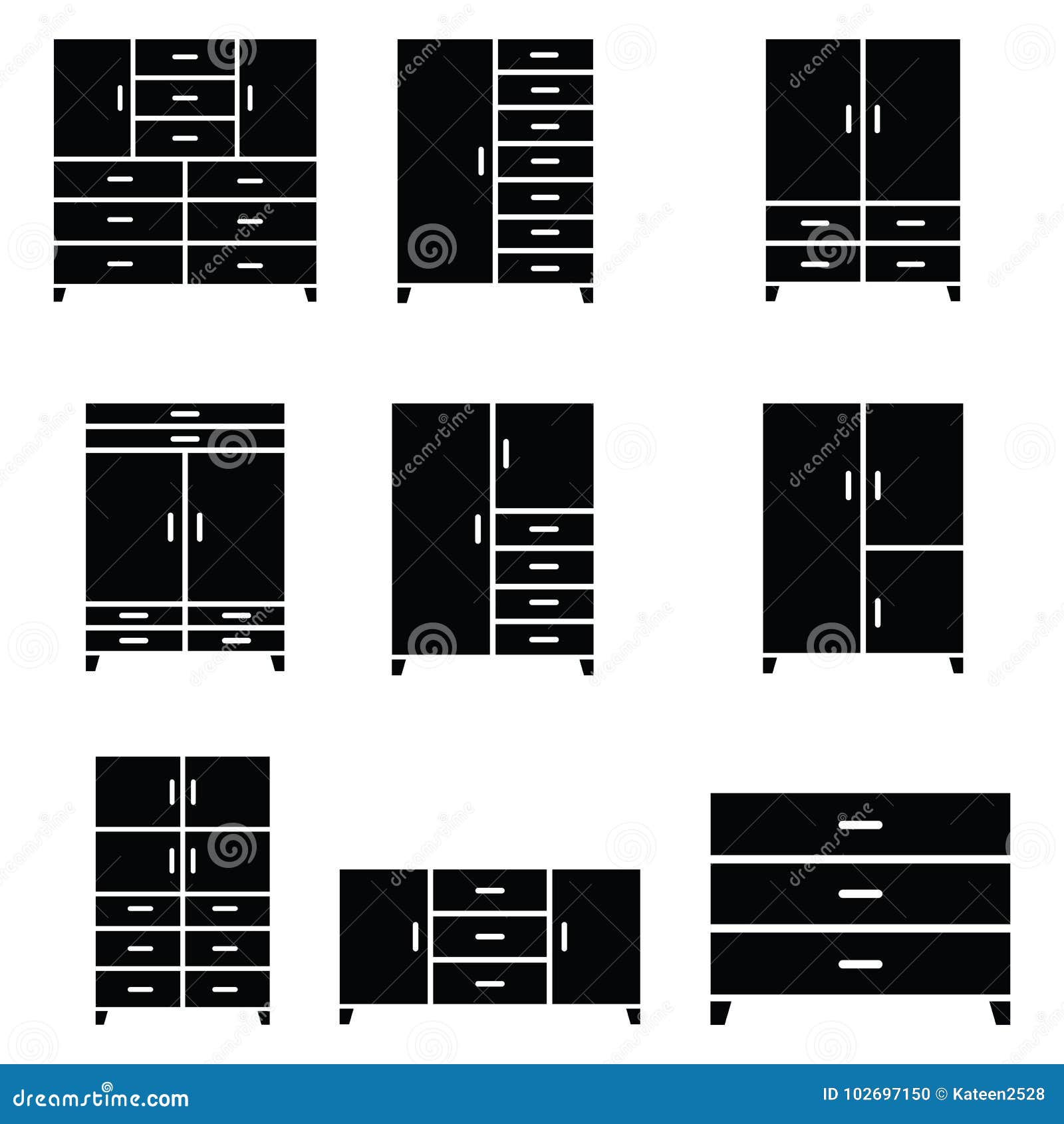 Wardrobe icon set stock illustration. Illustration of home - 102697150