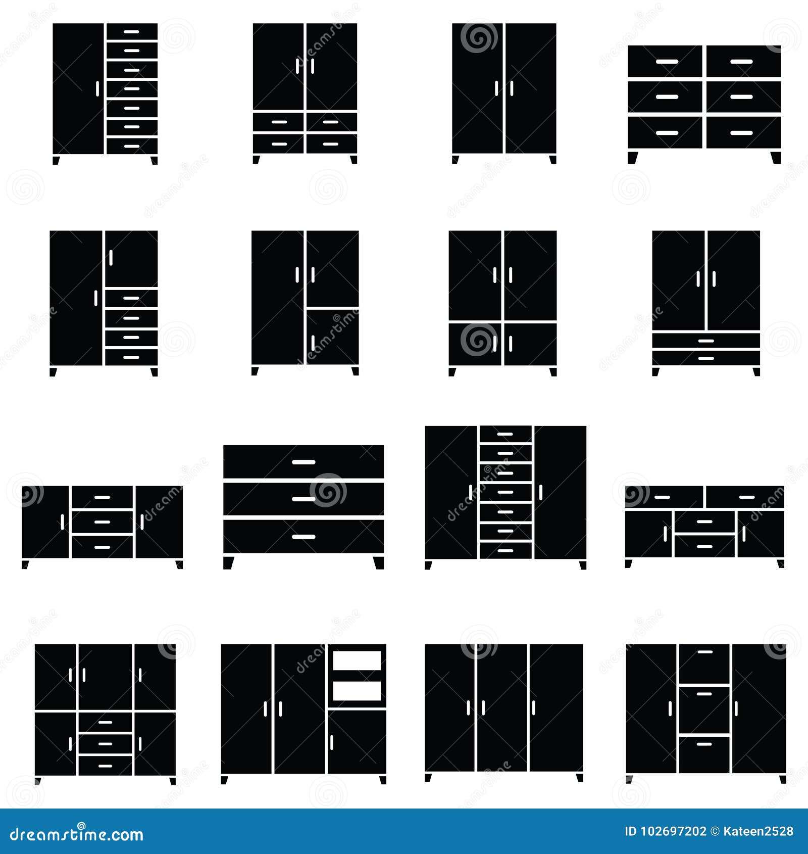 Wardrobe icon set stock illustration. Illustration of design - 102697202