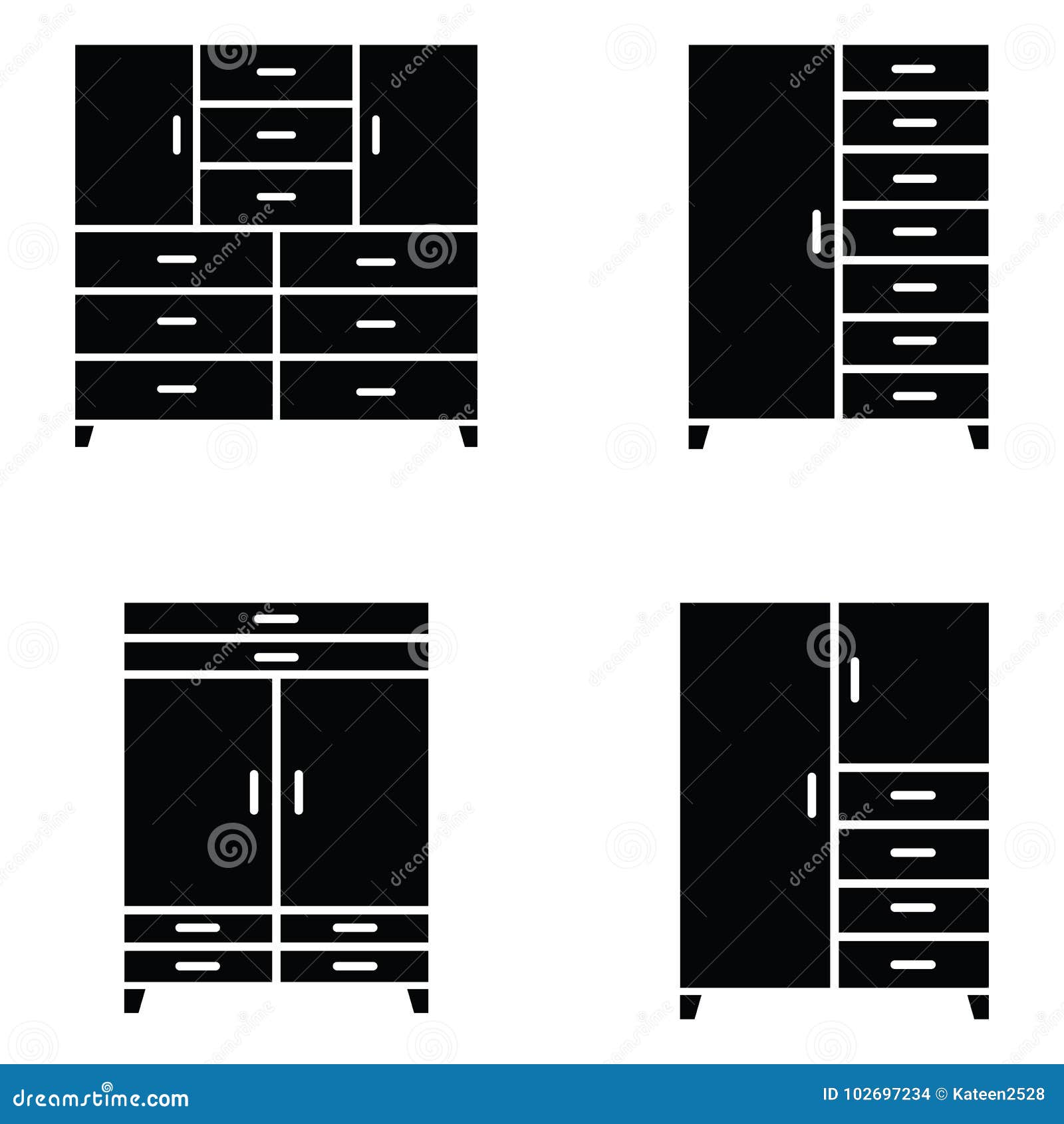 Wardrobe icon set stock illustration. Illustration of room - 102697234