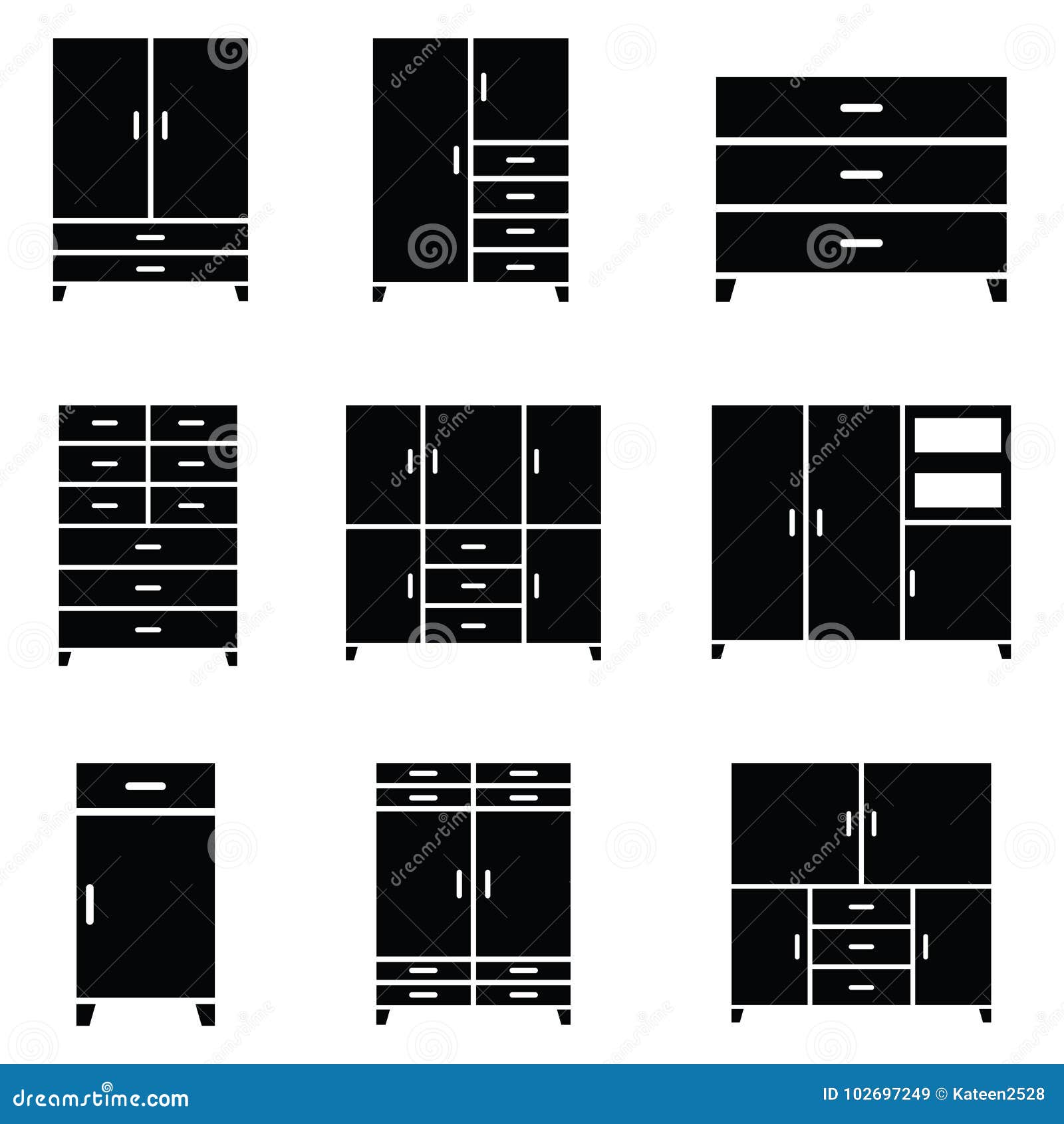 Wardrobe icon set stock illustration. Illustration of decoration ...