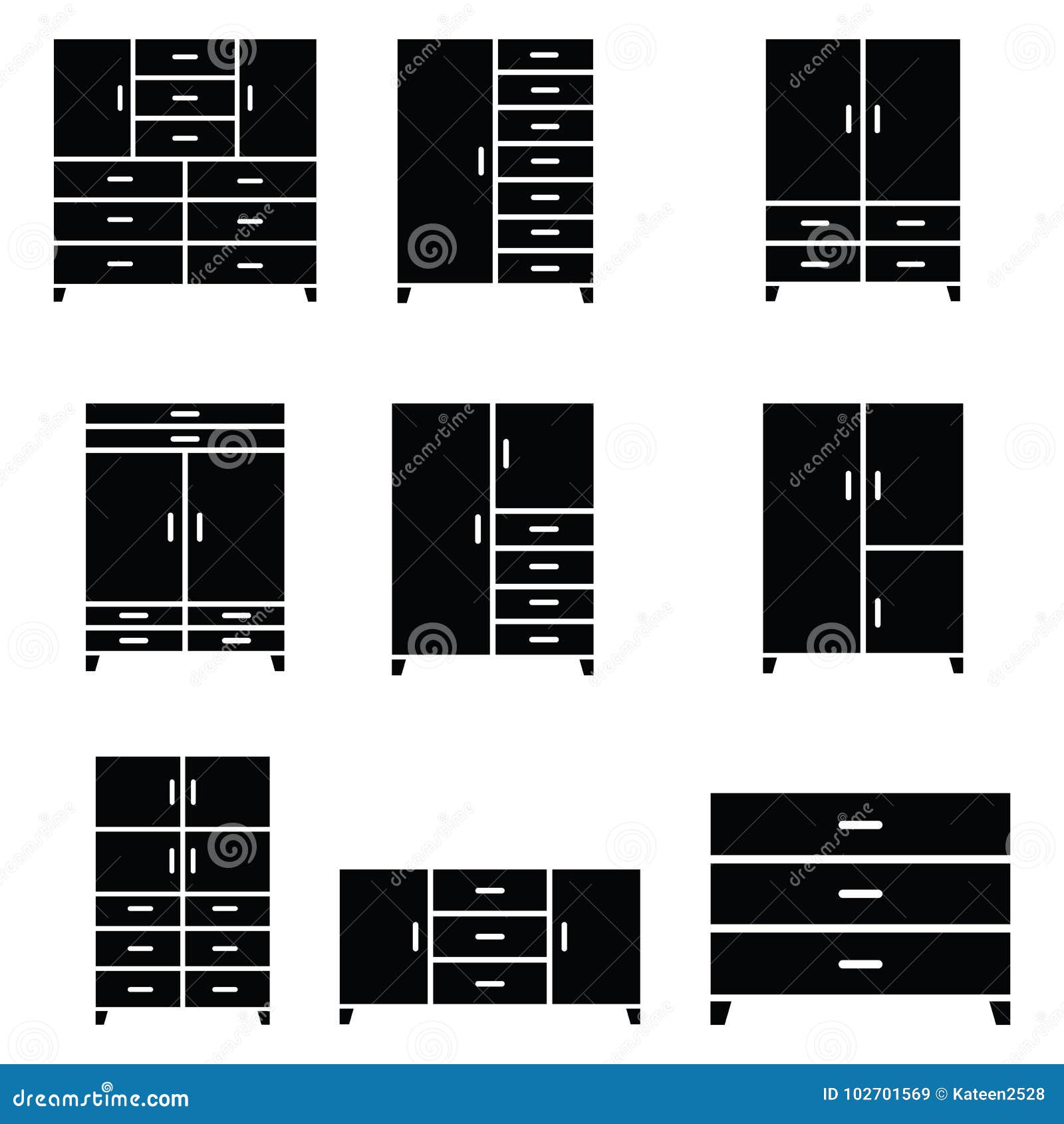 Wardrobe icon set stock vector. Illustration of vector - 102701569
