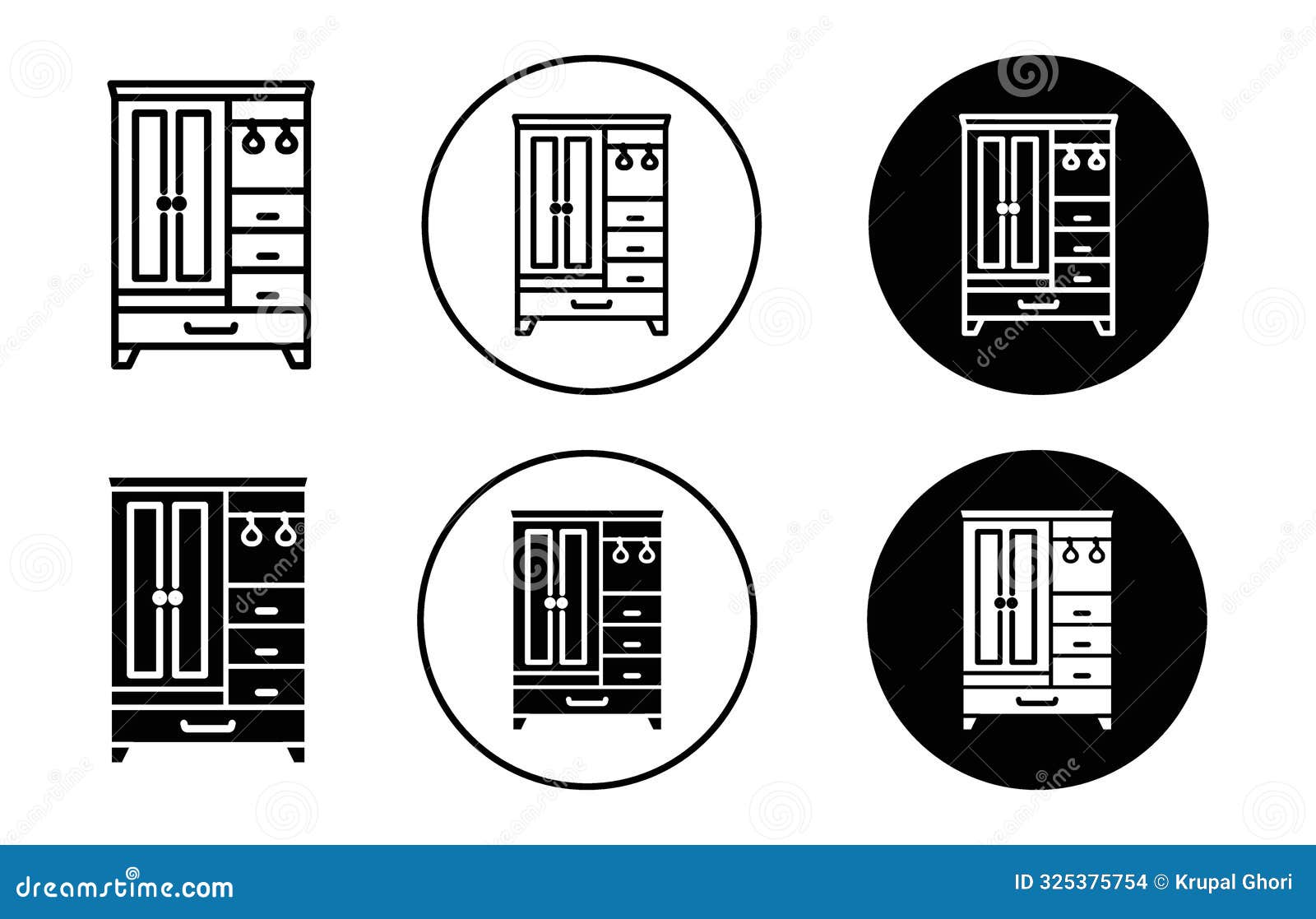 Wardrobe Icon Thin Outline Art Symbol Vector Illustration ...