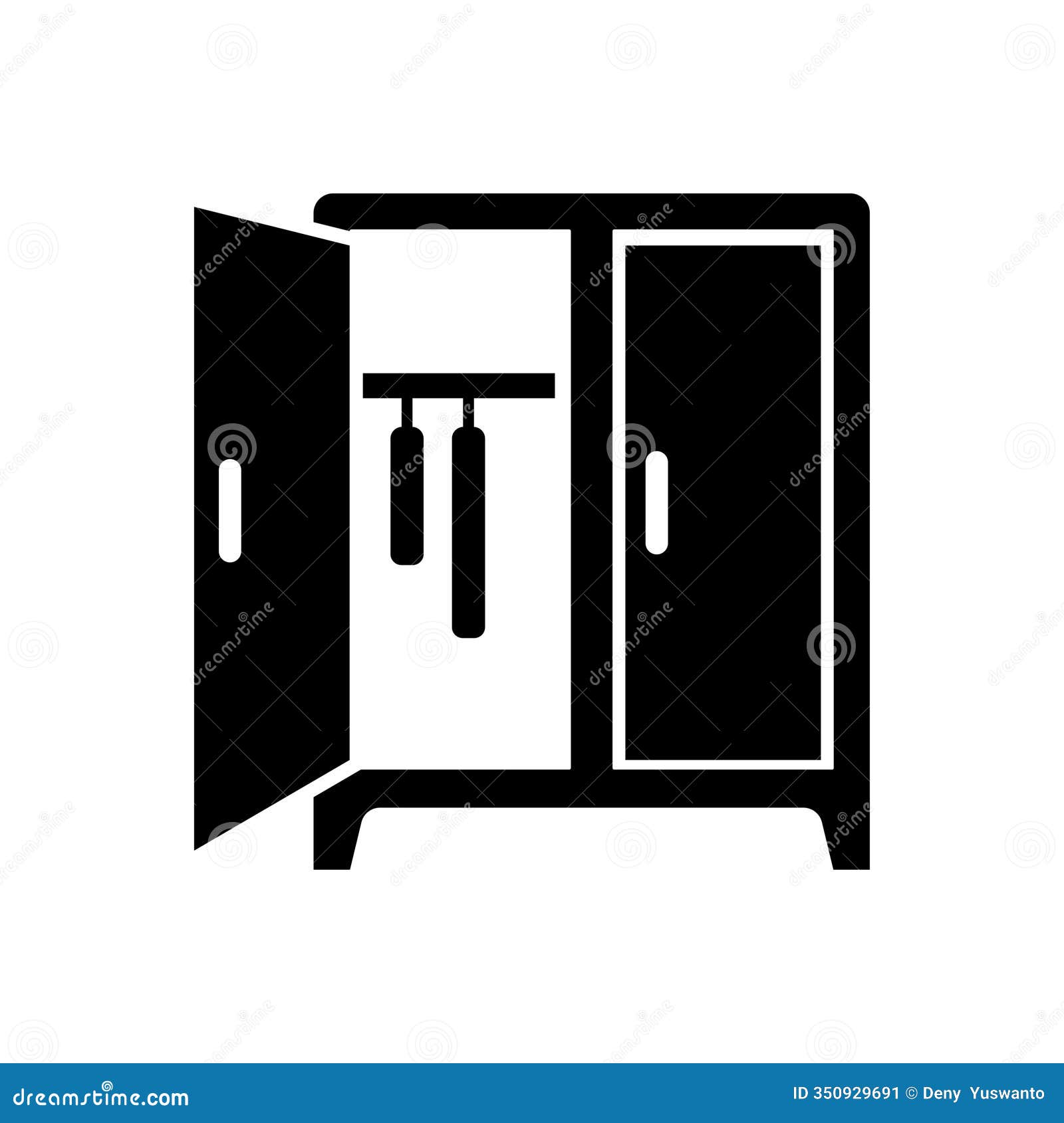 Wardrobe Icon. Big Cupboard. Black Contour Linear Silhouette. Front ...