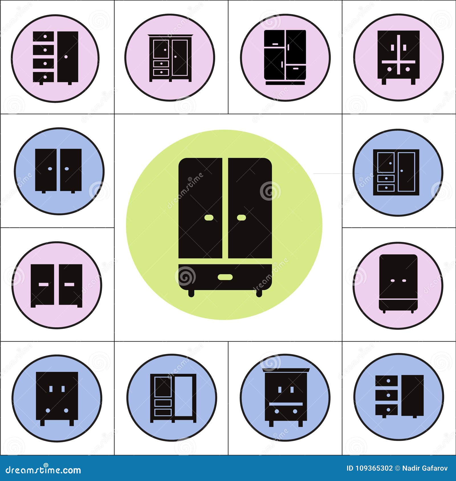 Wardrobe icons stock illustration. Illustration of holiday - 109365302