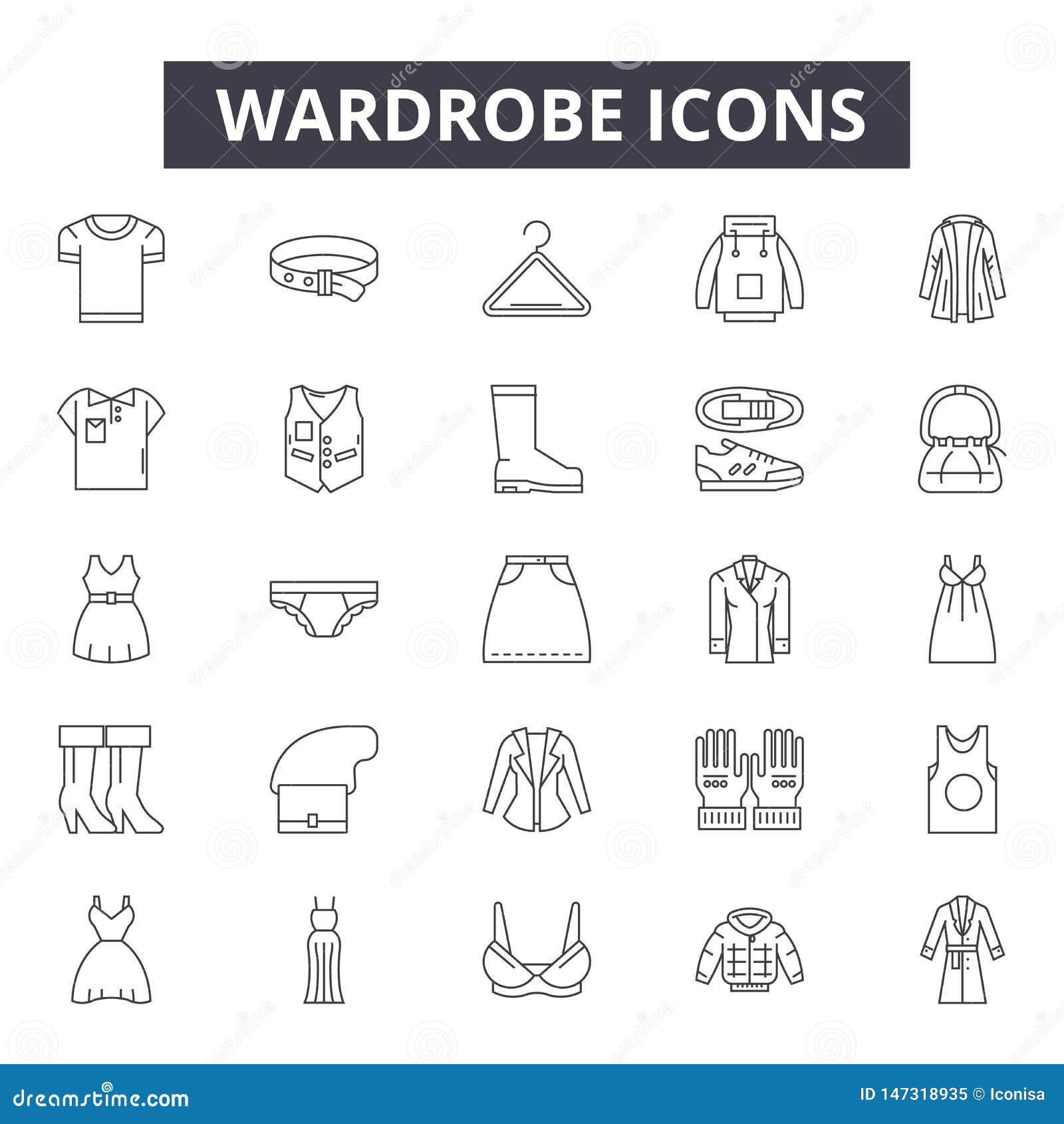 Wardrobe Line Icons, Signs, Vector Set, Linear Concept, Outline ...