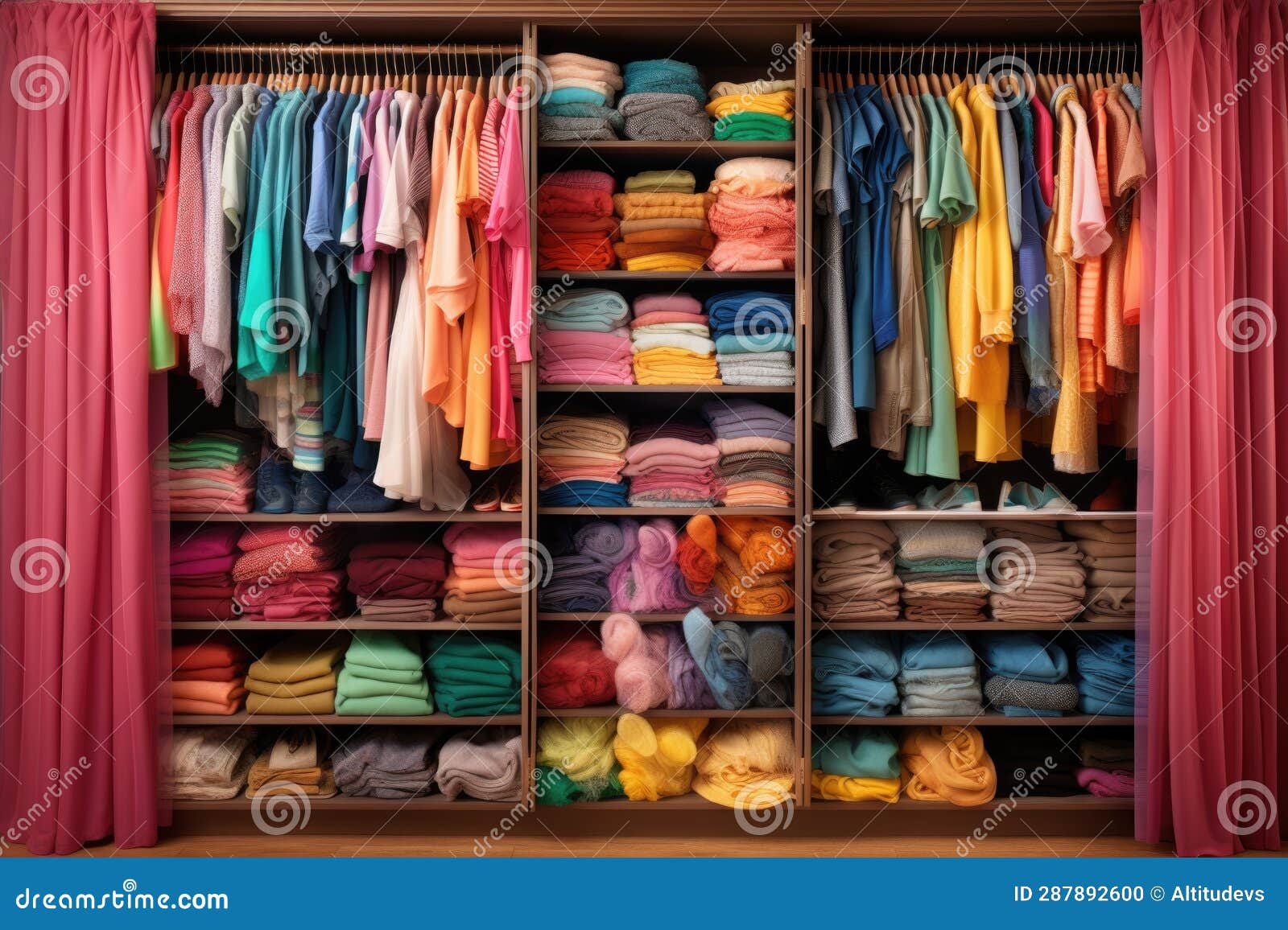 Wardrobe Open, Clothes Organized by Color Stock Illustration ...