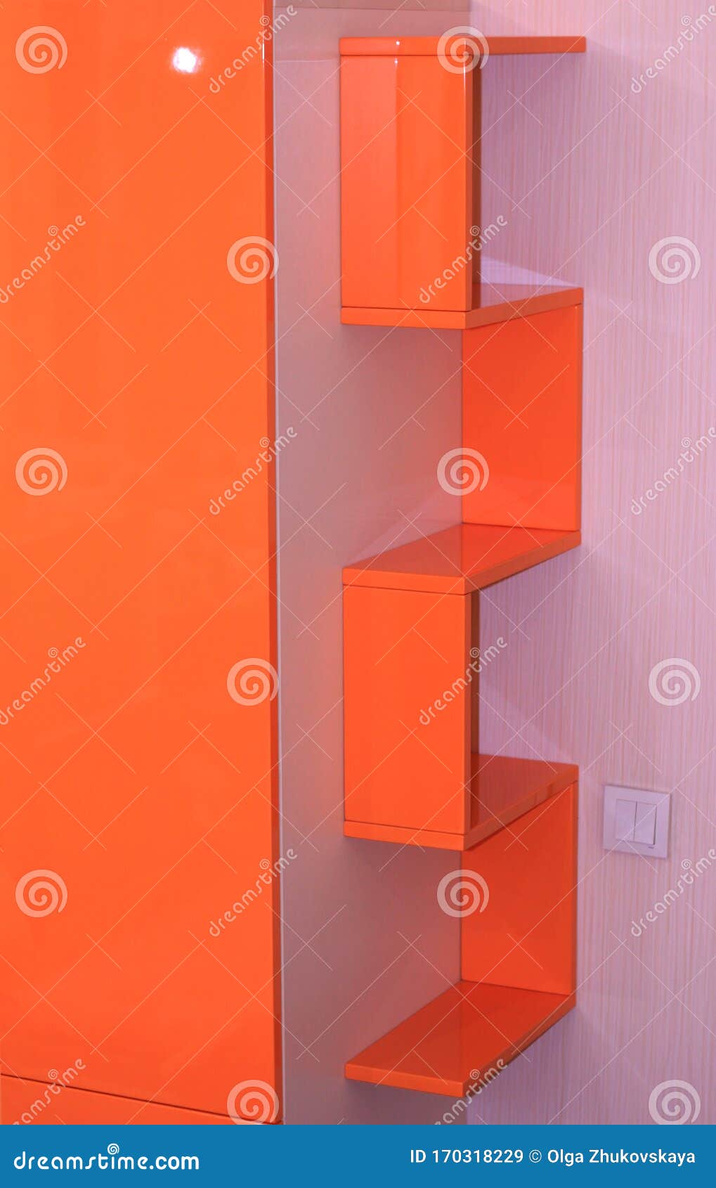 Wardrobe Orange with Shelves Stock Image - Image of home, metal: 170318229