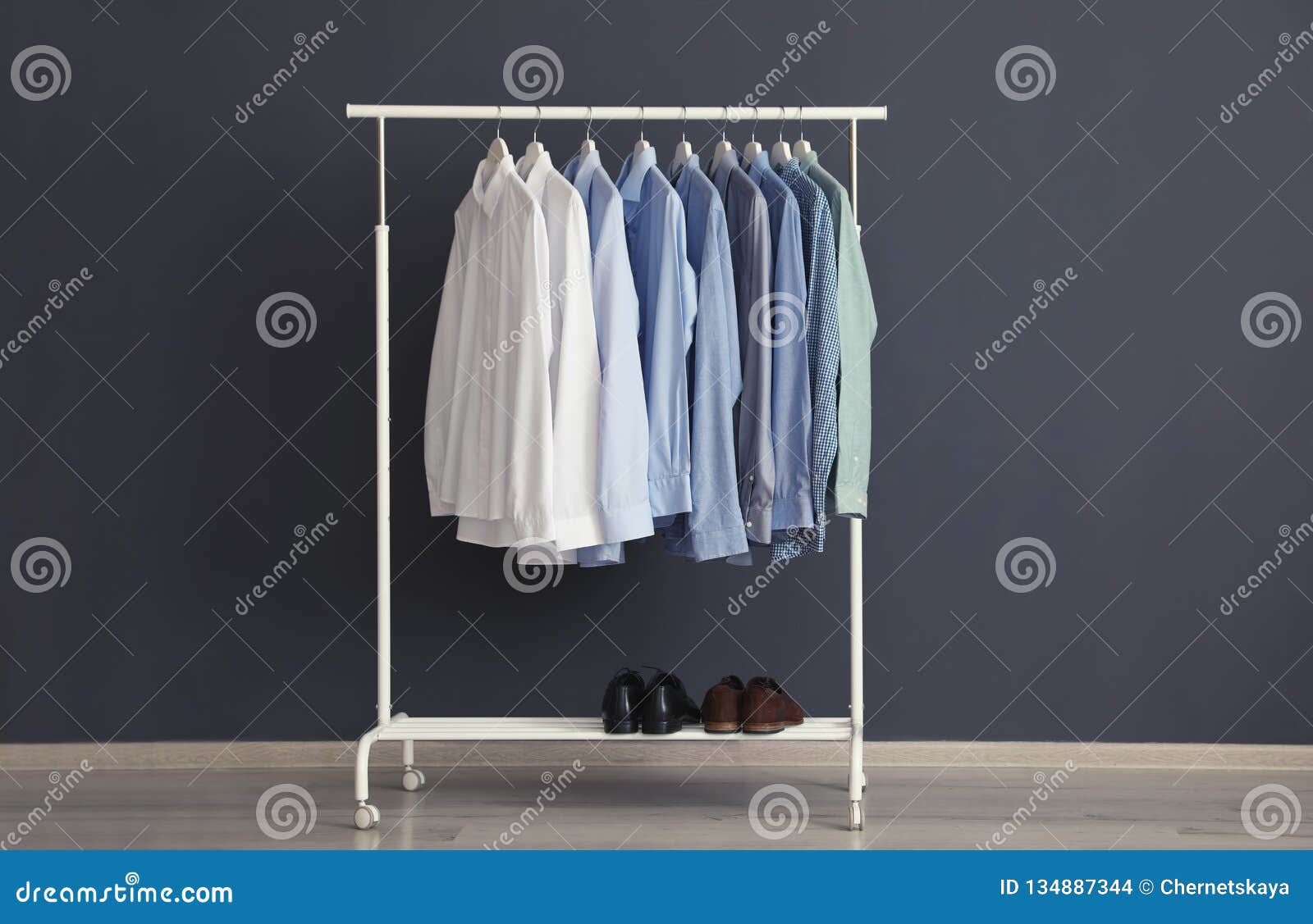 Wardrobe Rack with Men`s Clothes Stock Photo - Image of garment, outfit ...