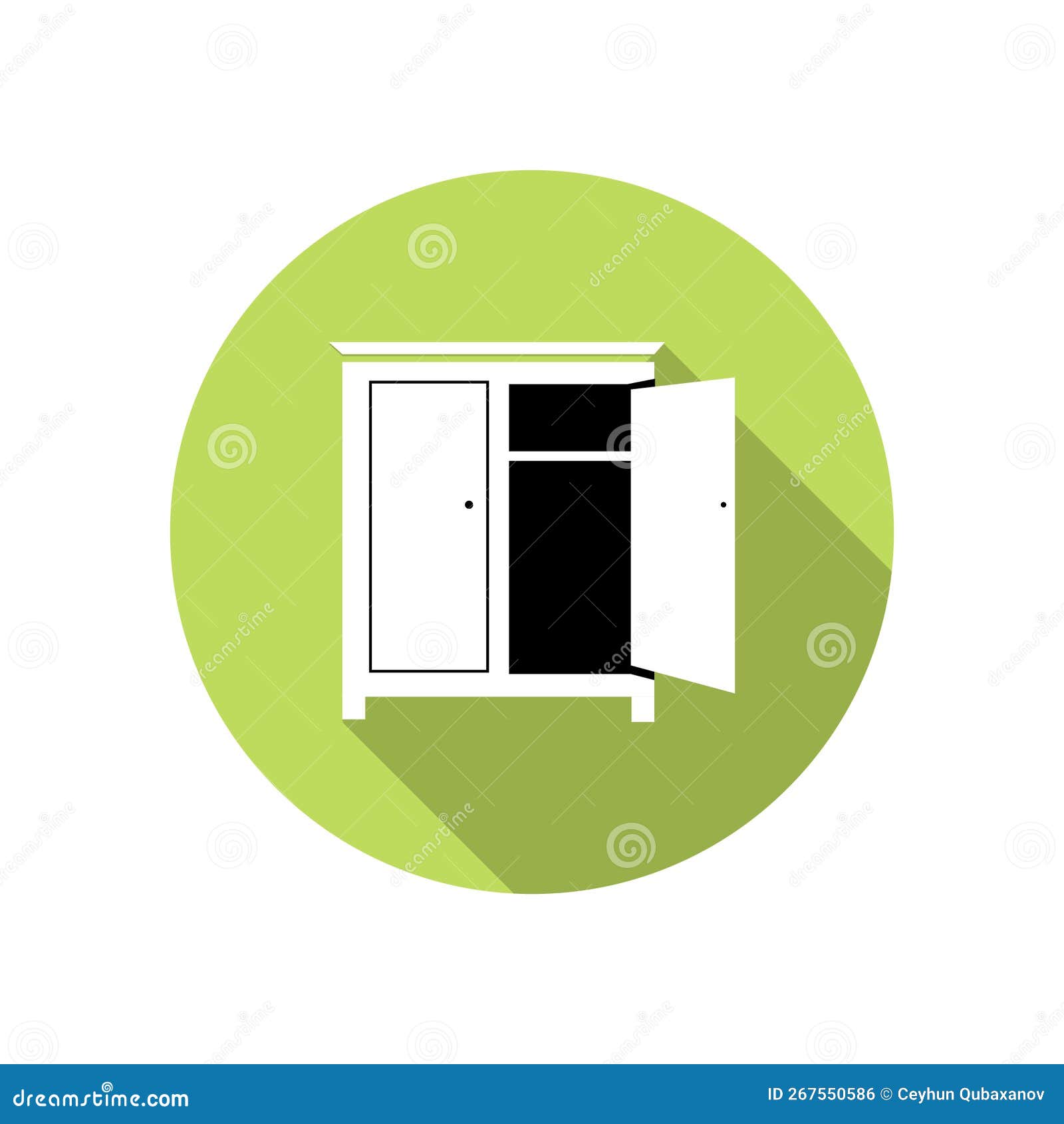 Wardrobe with Shelves, Flat Icons in Circles with Long Shadows Vector ...
