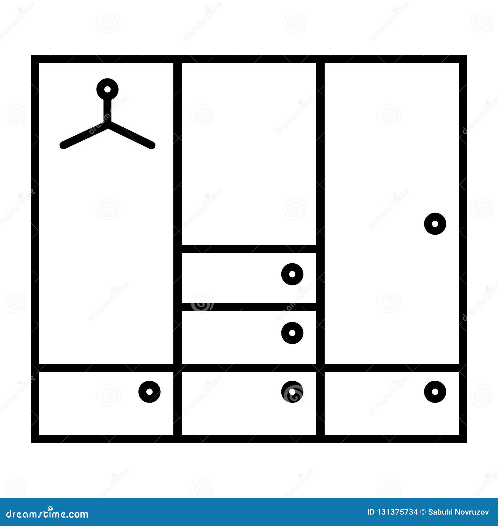 Wardrobe Thin Line Icon. Closet Vector Illustration Isolated on White ...