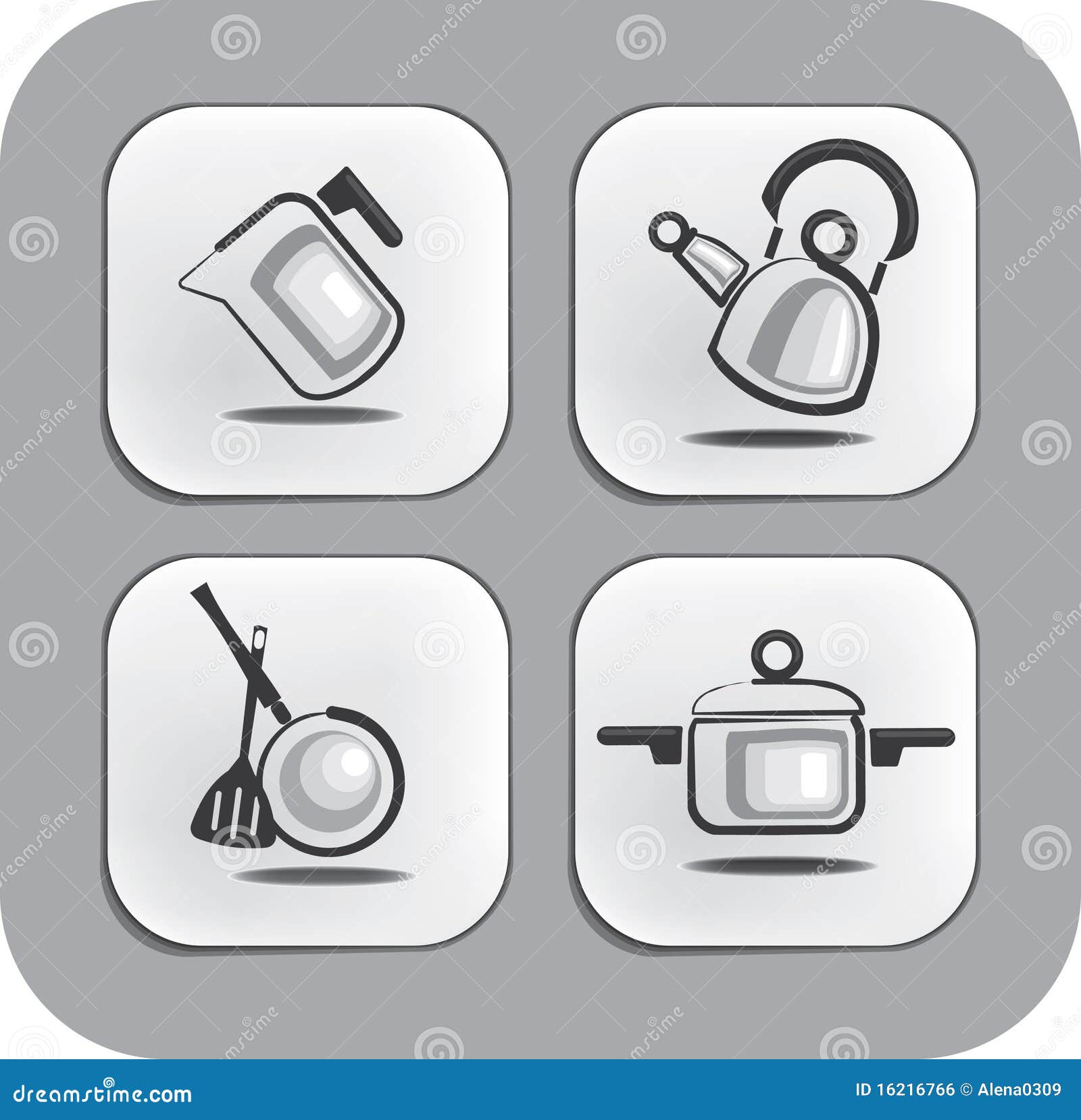Ware and Accessories for Kitchen Icons Stock Vector - Illustration of ...