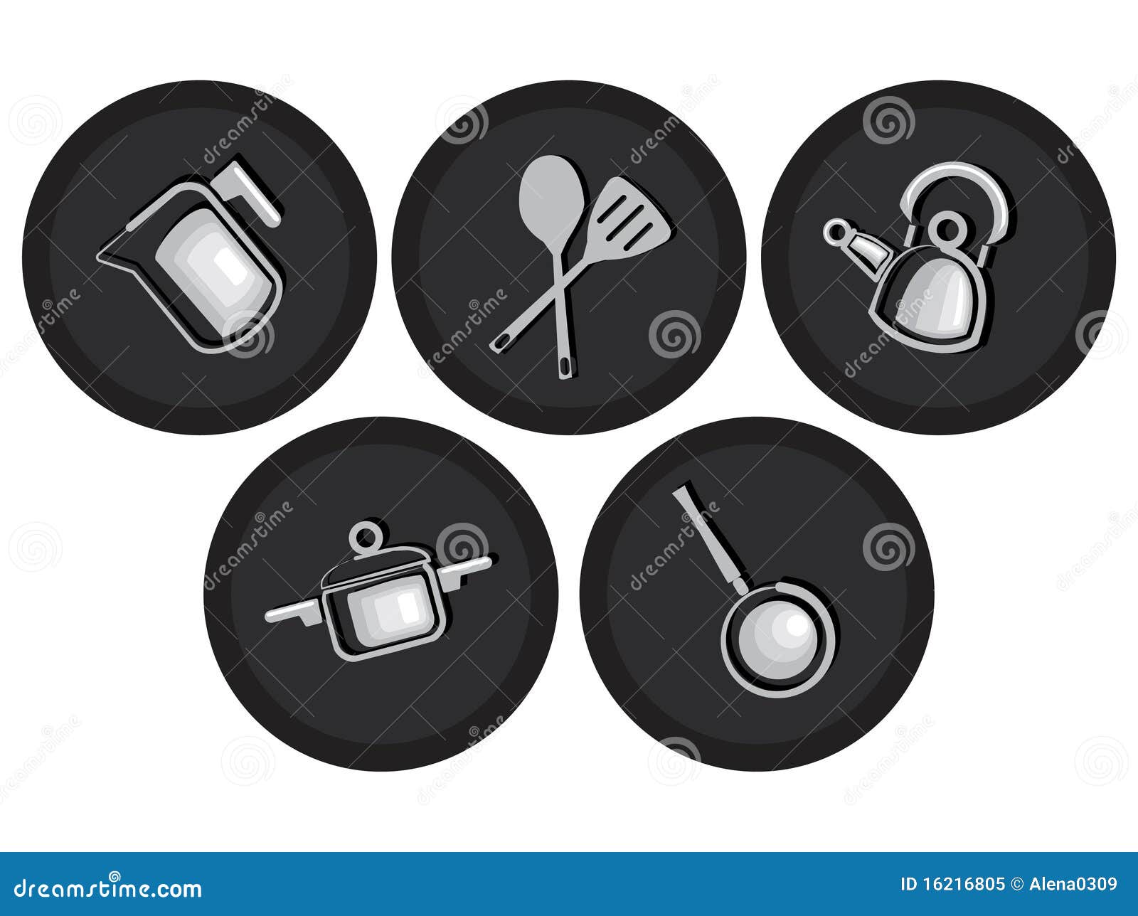 Ware and Accessories for Kitchen Icons Stock Vector - Illustration of ...