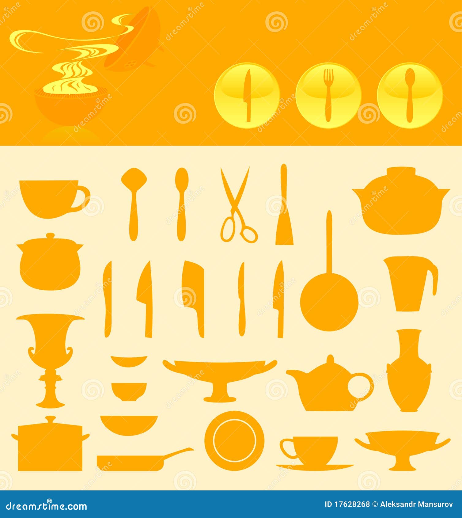 Ware icons stock vector. Illustration of ladle, dish - 17628268