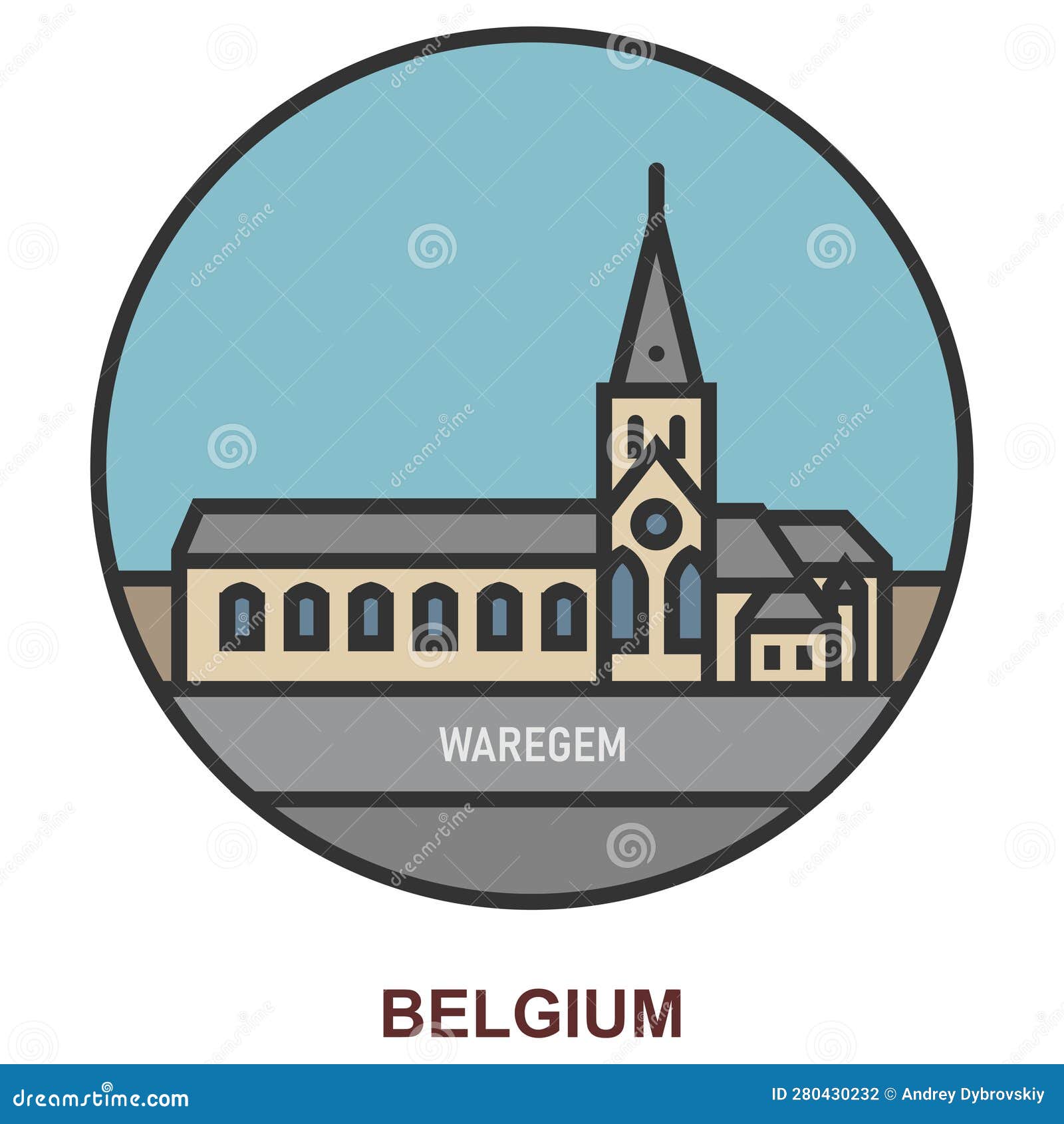 Waregem. Cities and Towns in Belgium Stock Vector - Illustration of ...