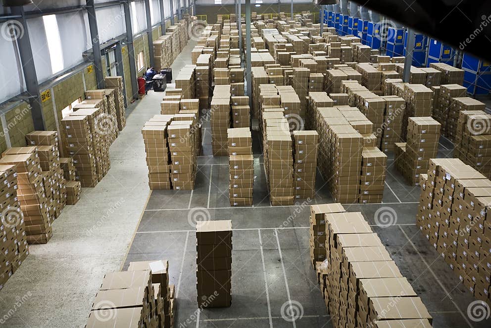 Warehouse stock photo. Image of indoor, tags, cargo, hall - 18855784