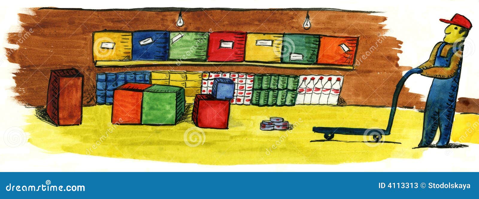 Warehouse stock illustration. Illustration of distribution - 4113313