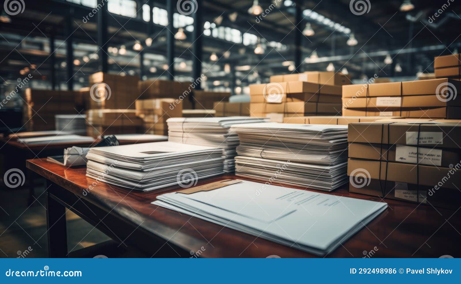 Warehouse Accounting, Stacks of Paper Reports. Stock Photo - Image of ...